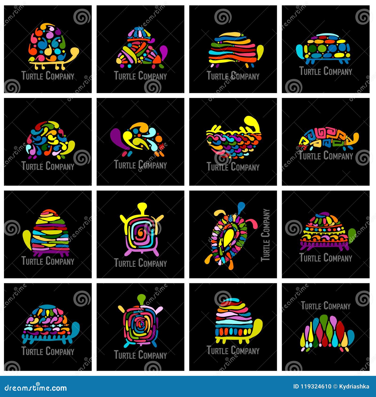 Turtle Logo. Ocean Wild Animal Stylized Symbols Tattoo Designs Vector ...