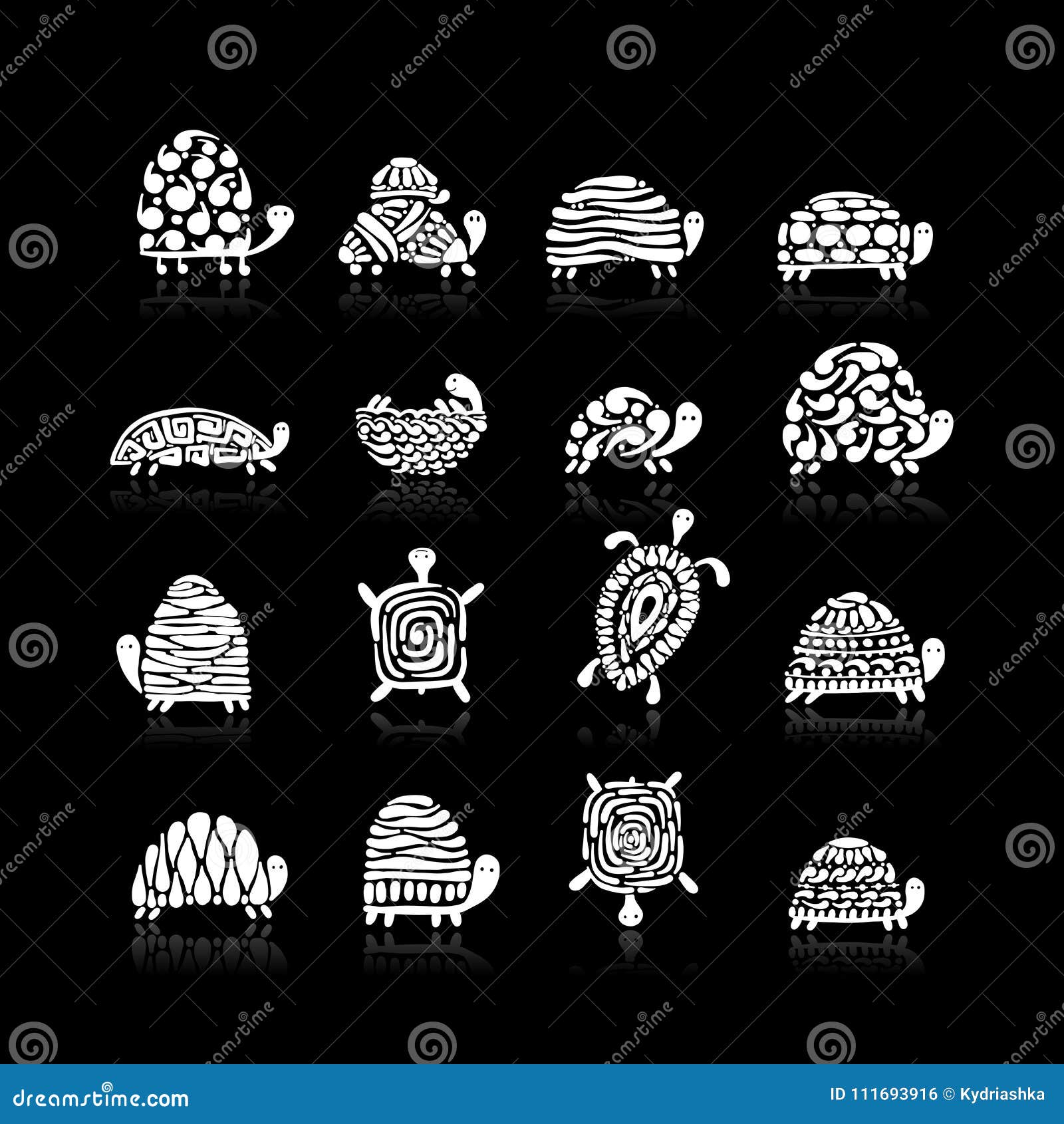 Turtle Logo. Ocean Wild Animal Stylized Symbols Tattoo Designs Vector ...