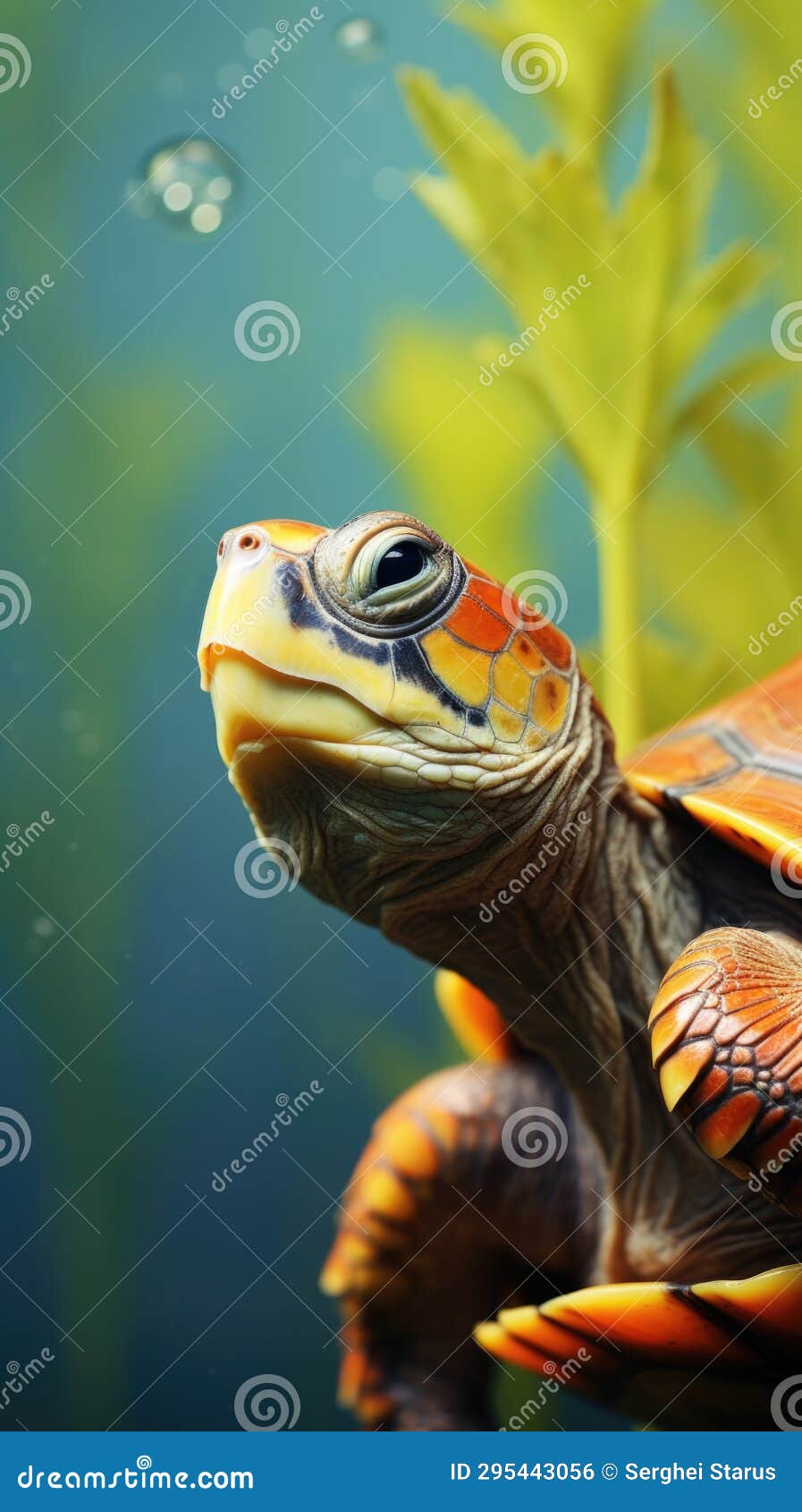 A Turtle is Looking Up at the Camera, AI Stock Illustration ...