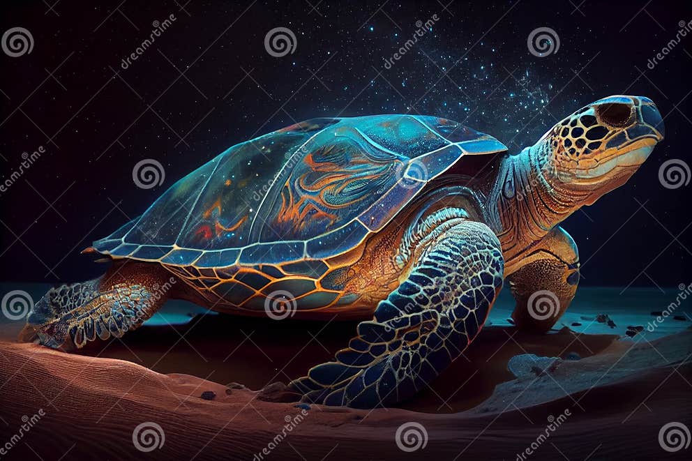 Turtle Masterpiece Amazing Galaxy Dark Image Generative AI Stock ...