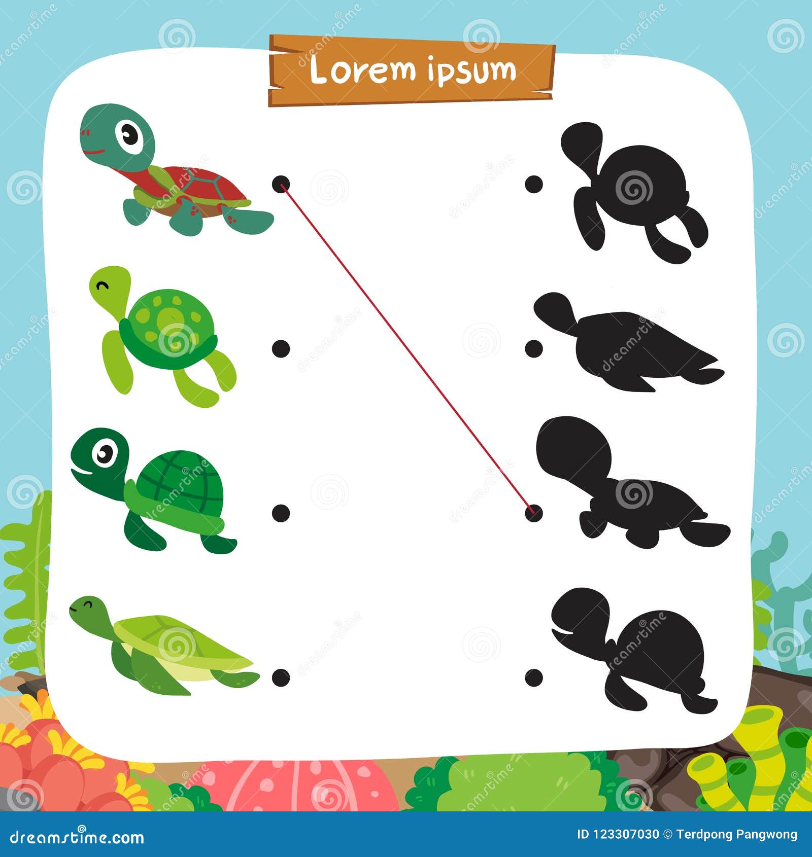 Turtle Matching Game Vector Design Stock Vector - Illustration of post ...