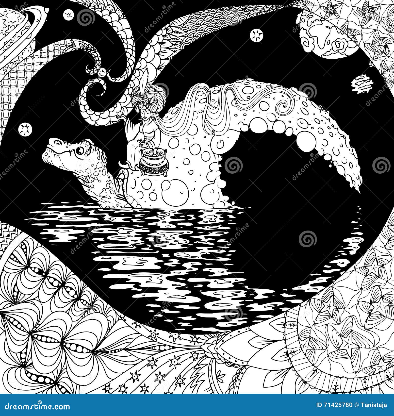 MOON TURTLE Cartoon Space Animal Vector Illustration Set ...