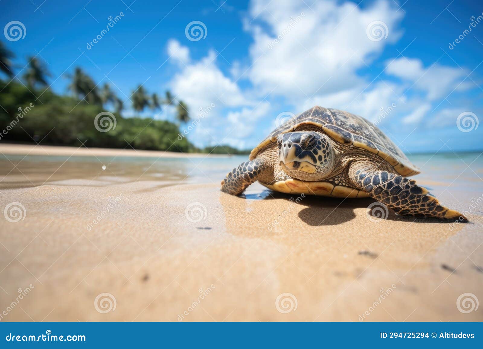 A Turtle Moving on a Sandy Beach Stock Photo - Image of sandy, movement ...