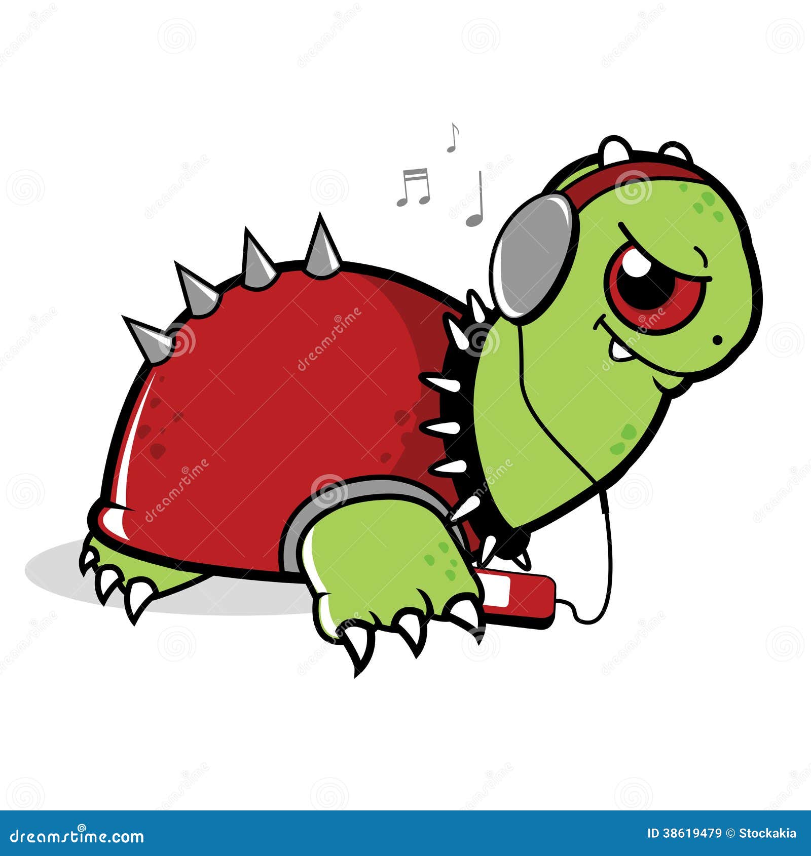 Turtle Listening To Music. Vector Illustration Stock Vector ...