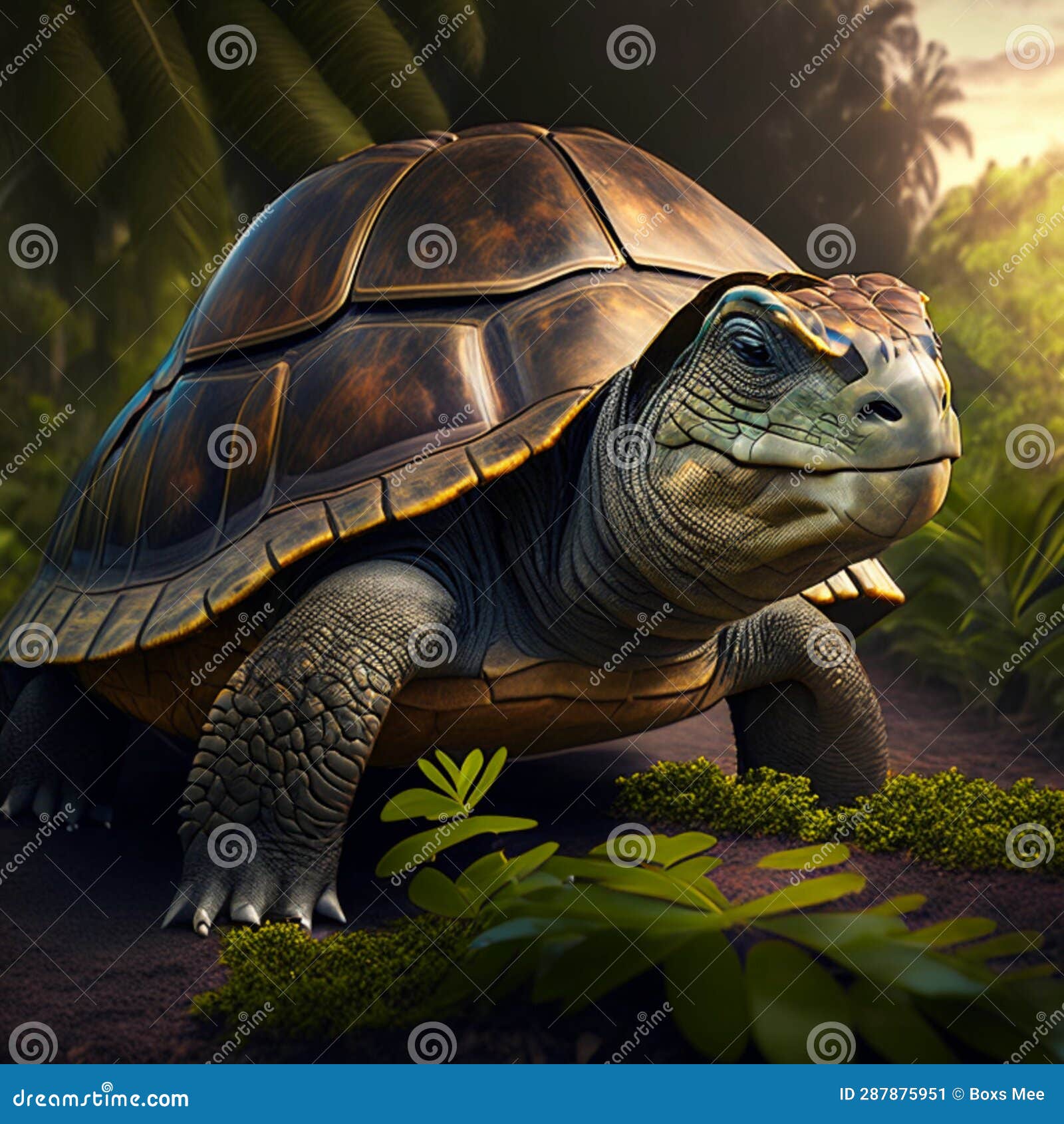 Turtle in a Natural Environment. 3d Rendering. Computer Digital Drawing ...