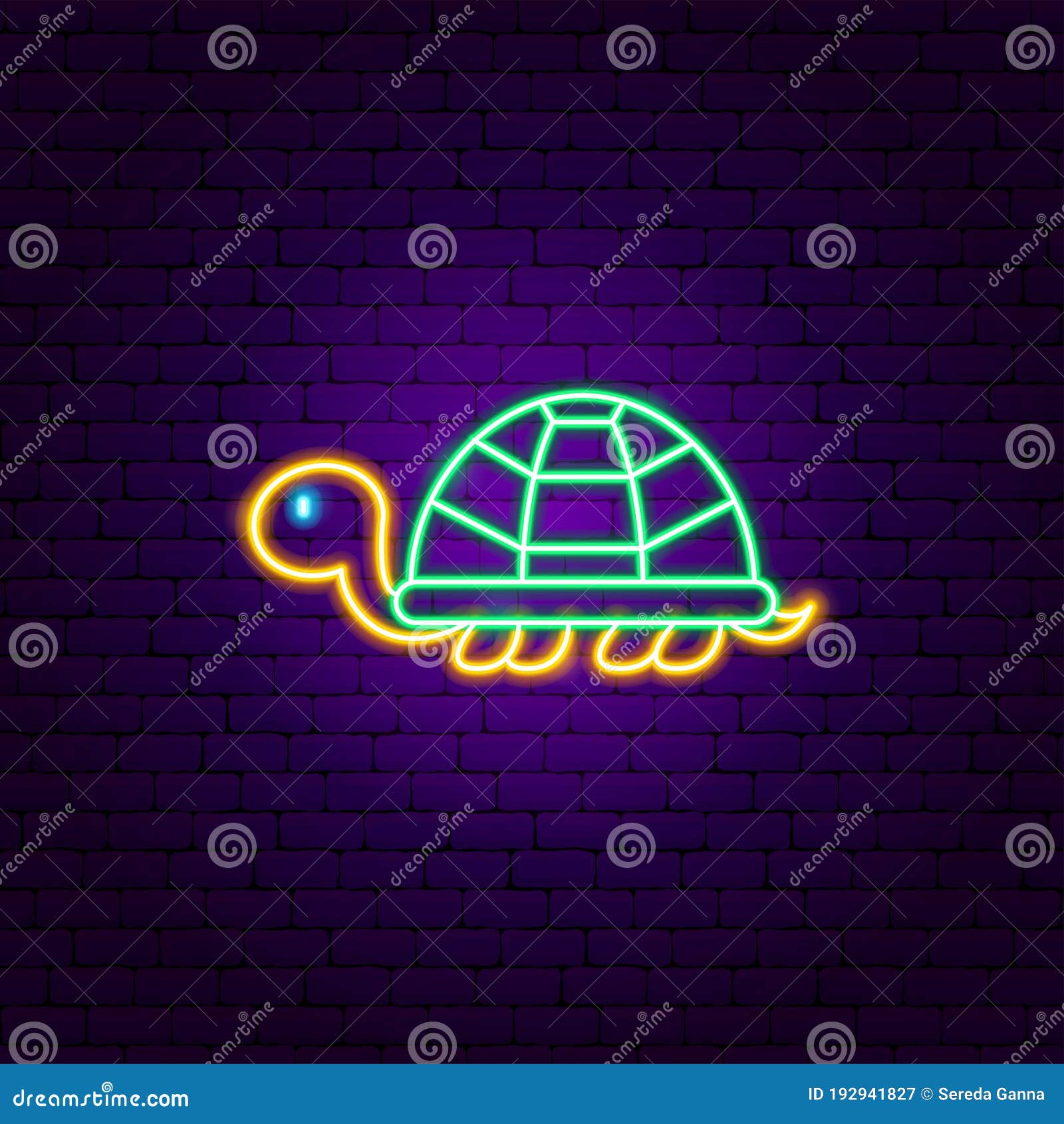 Turtle Neon Sign stock vector. Illustration of sign - 192941827