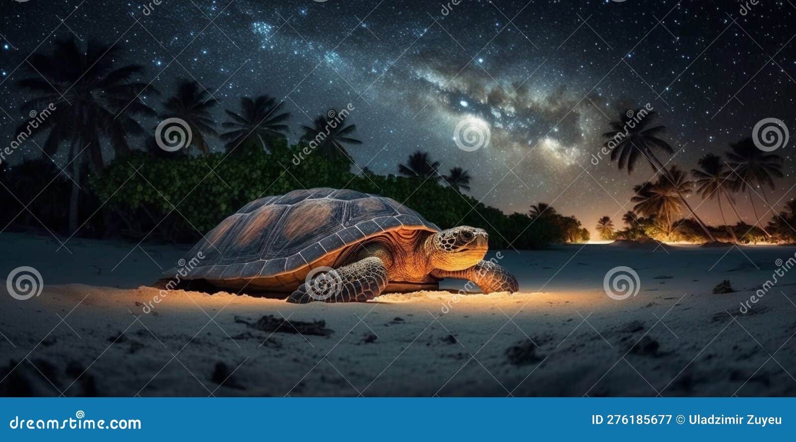 Sea Turtle On Night Sky Royalty-Free Cartoon | CartoonDealer.com #85616072