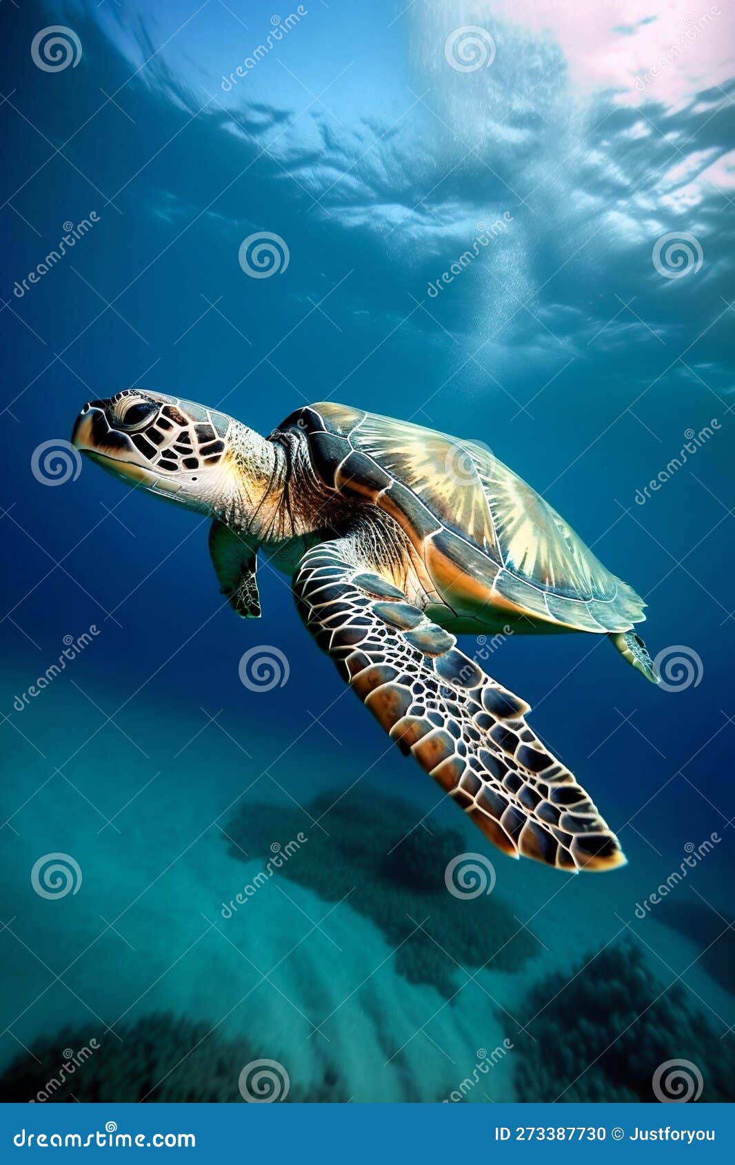 Turtle in Ocean Underwater. Generative AI Stock Illustration ...