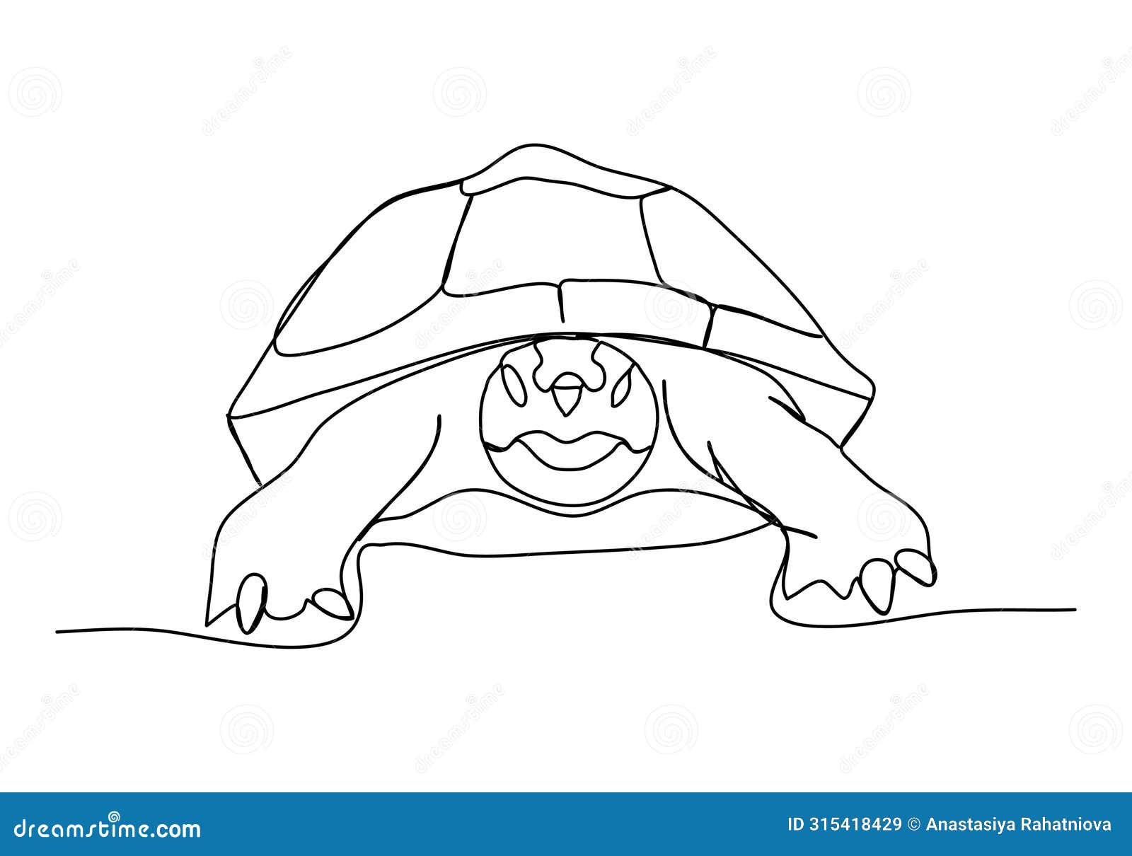 Turtle. One Line Drawing Vector Illustration Stock Illustration ...