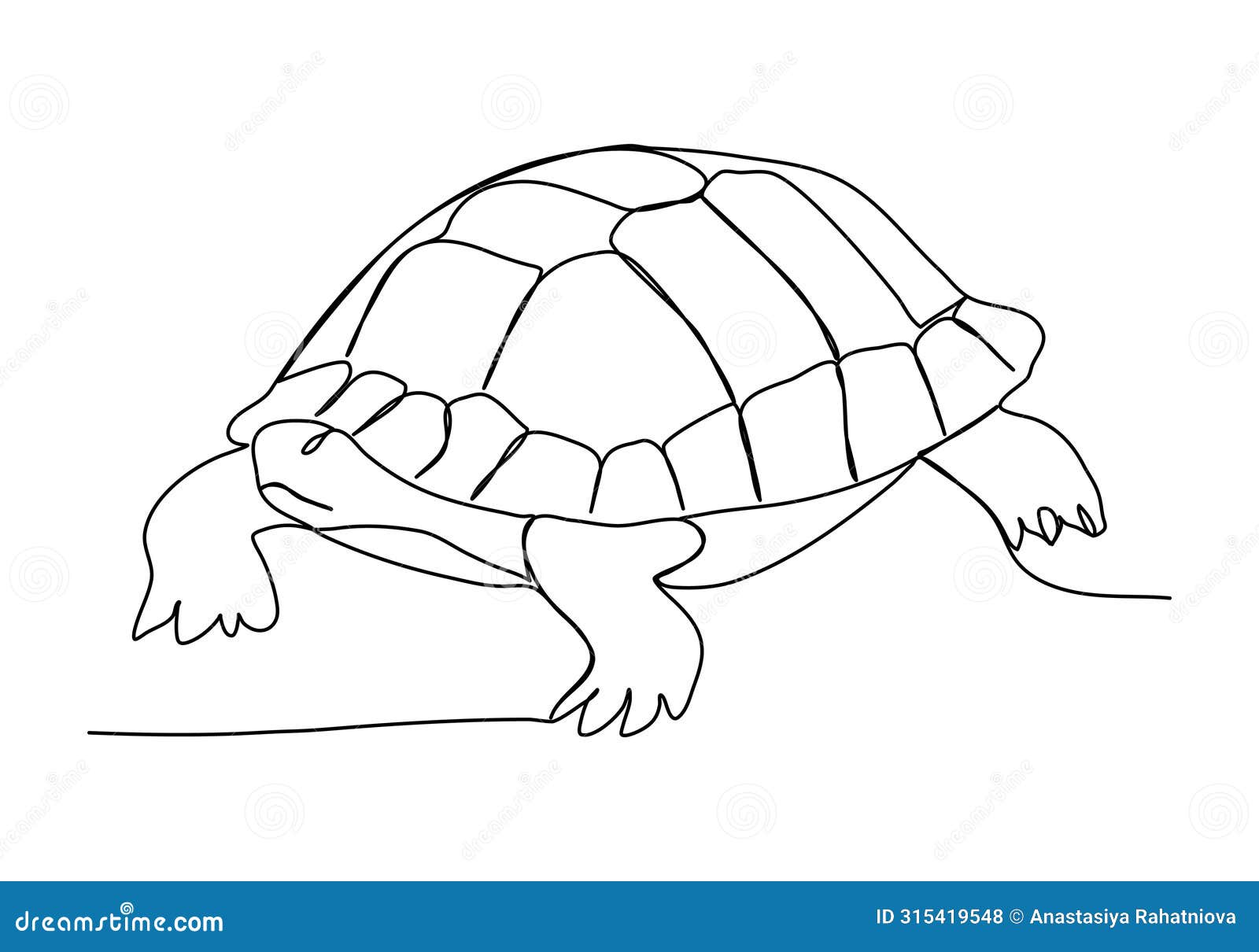 Turtle. One Line Drawing Vector Illustration Stock Illustration ...