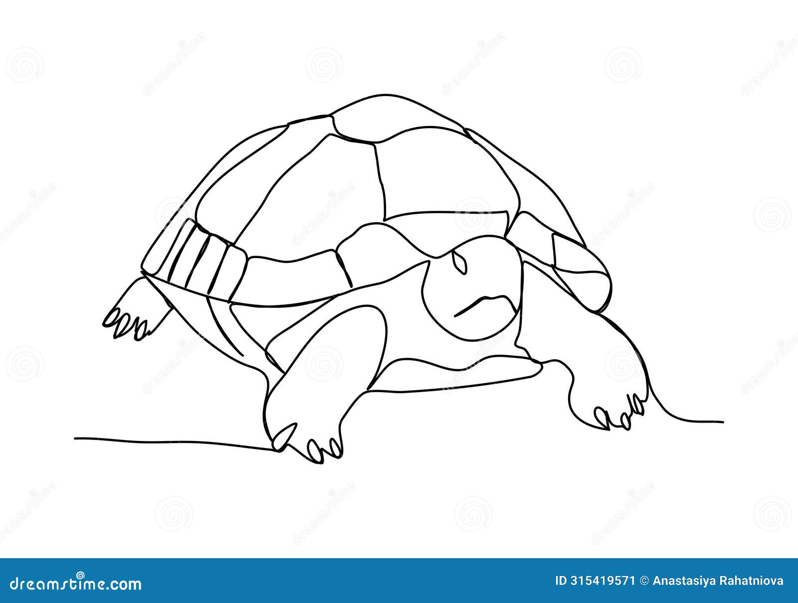 Turtle. One Line Drawing Vector Illustration Stock Vector ...