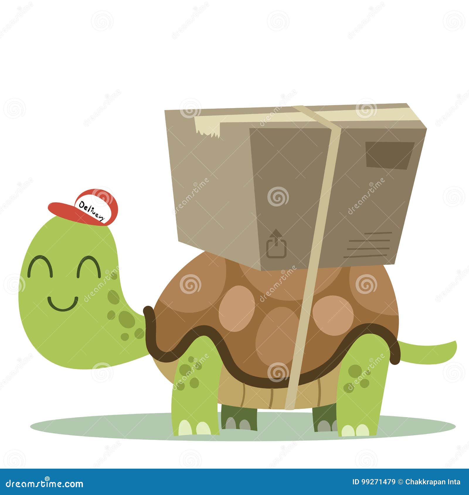 Turtle with a package stock vector. Illustration of slow - 99271479