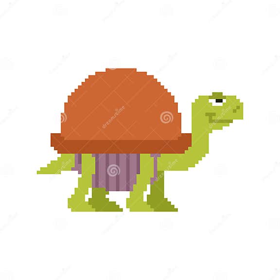Turtle Pixel Art. Tortoise 8 Bit Vector Illustration. Stock Vector ...