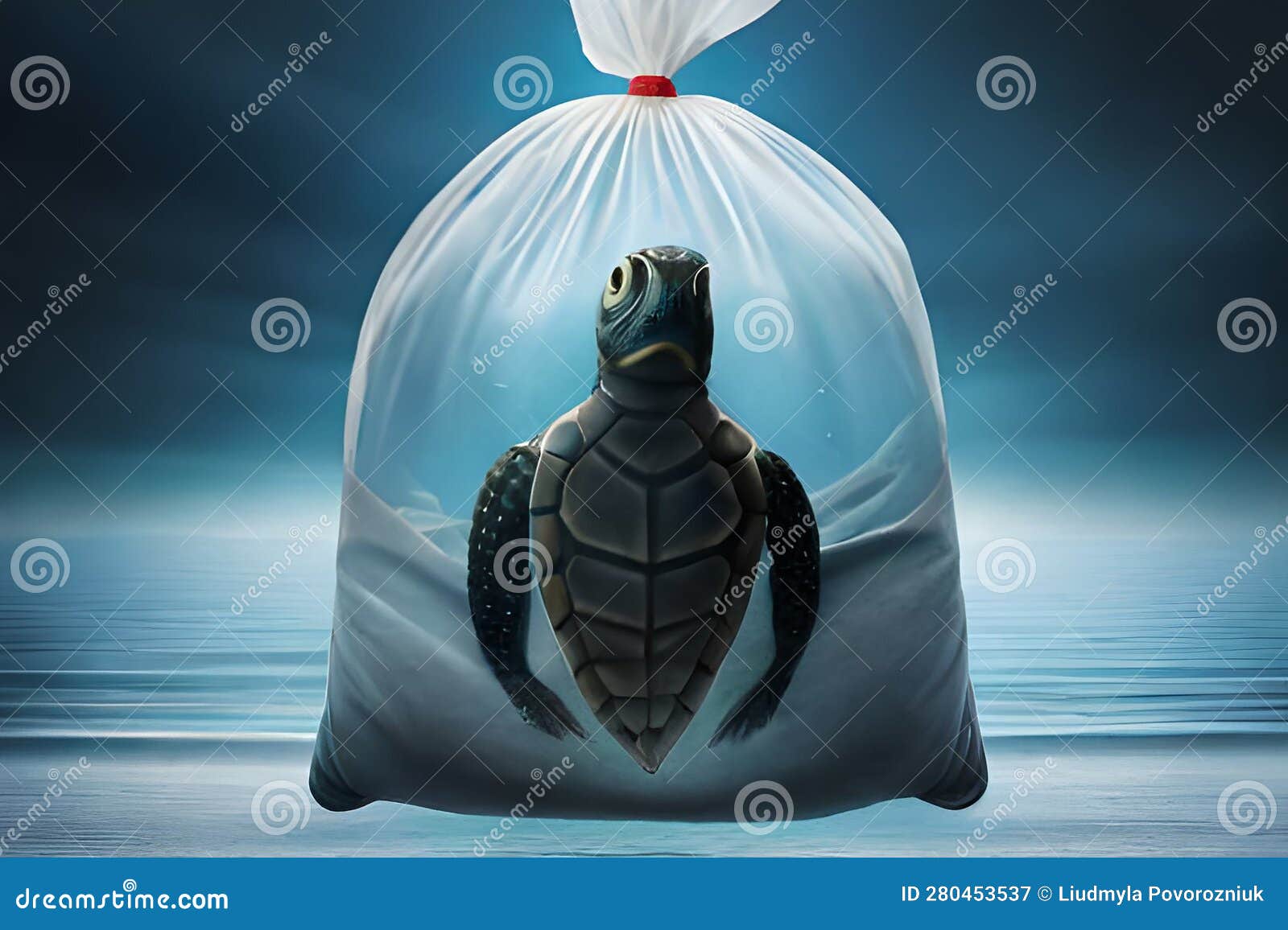 A Turtle in a Plastic Bag. Let S Save the Ocean Stock Illustration ...
