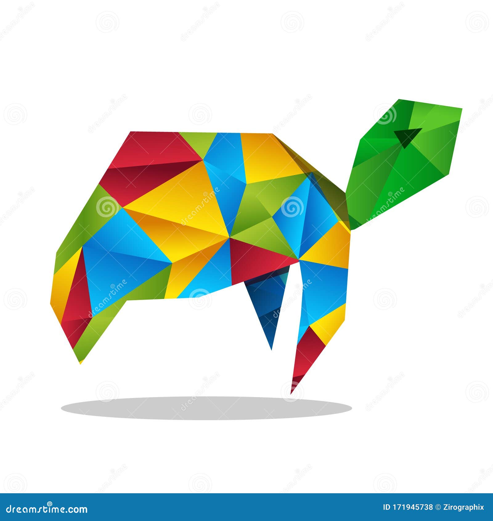 Rainbow Turtle Tortoise Polygon Character Design Stock Illustration ...