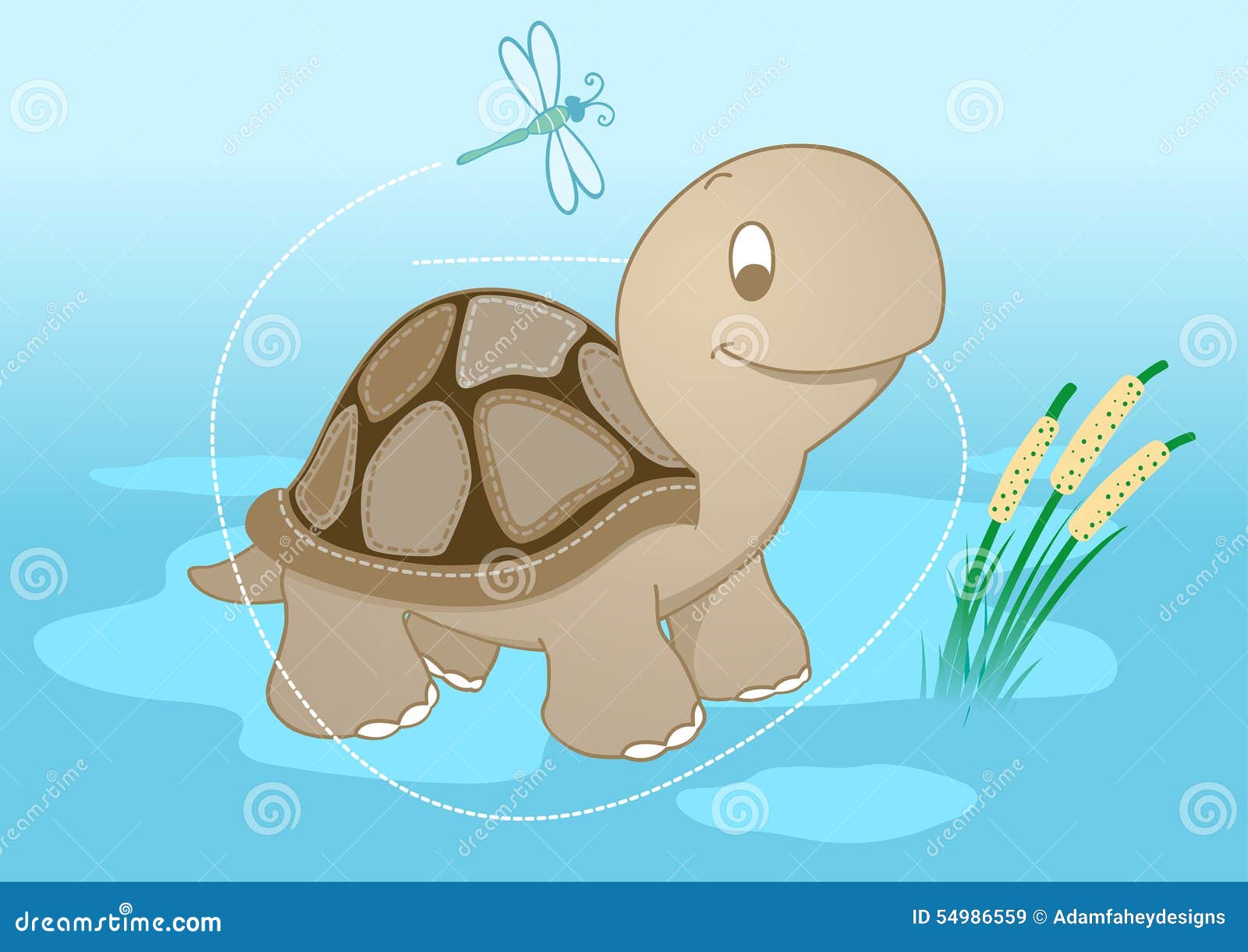 Turtle in pond stock vector. Illustration of puddle, lake - 54986559