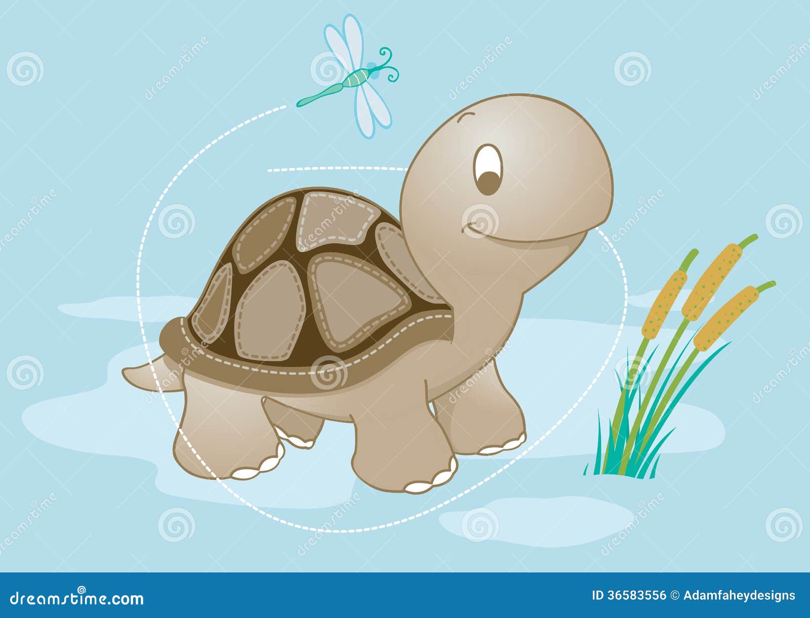 Turtle in pond. stock vector. Illustration of puddle - 36583556