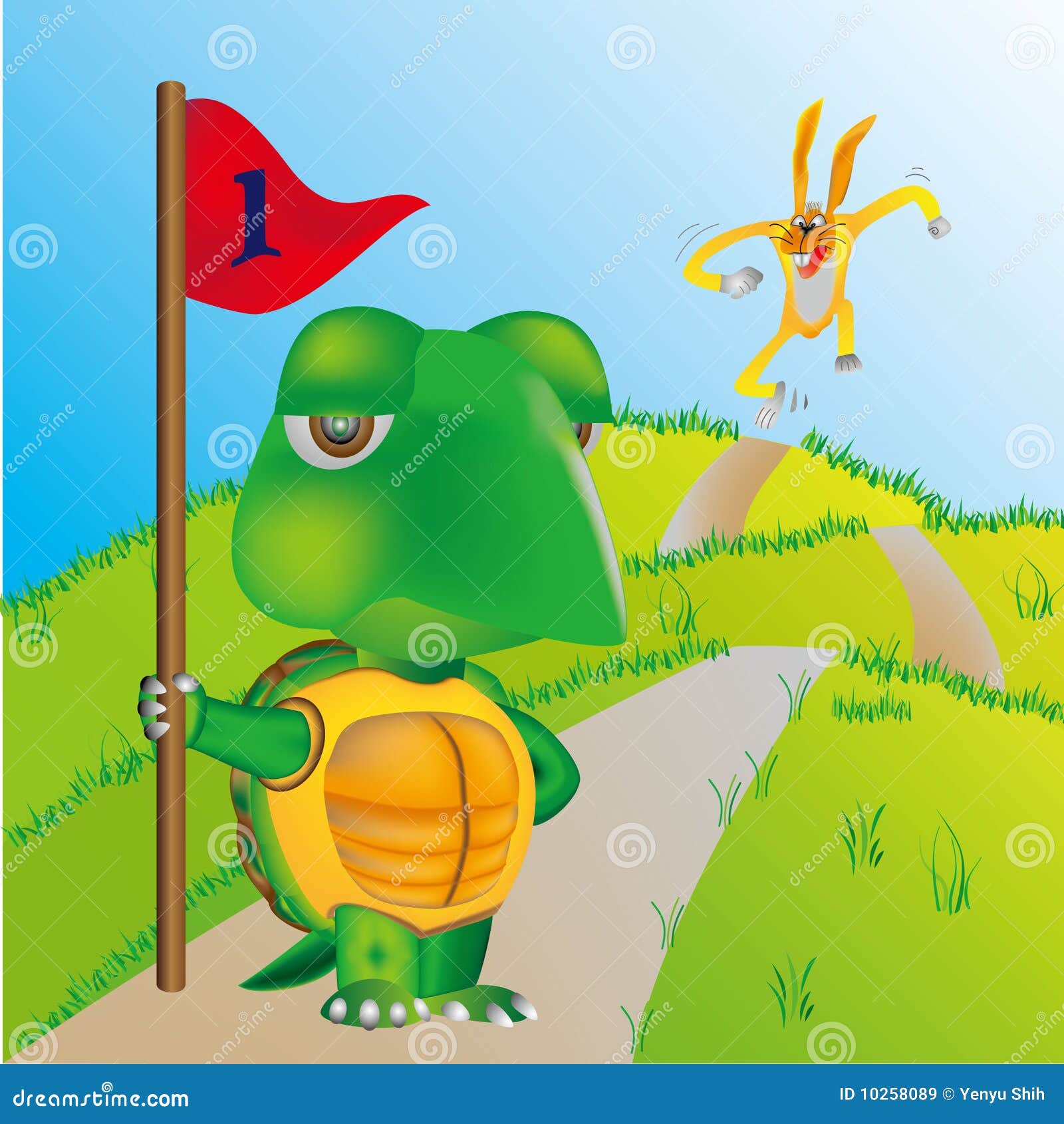 Turtle and rabbit stock vector. Illustration of hare - 10258089