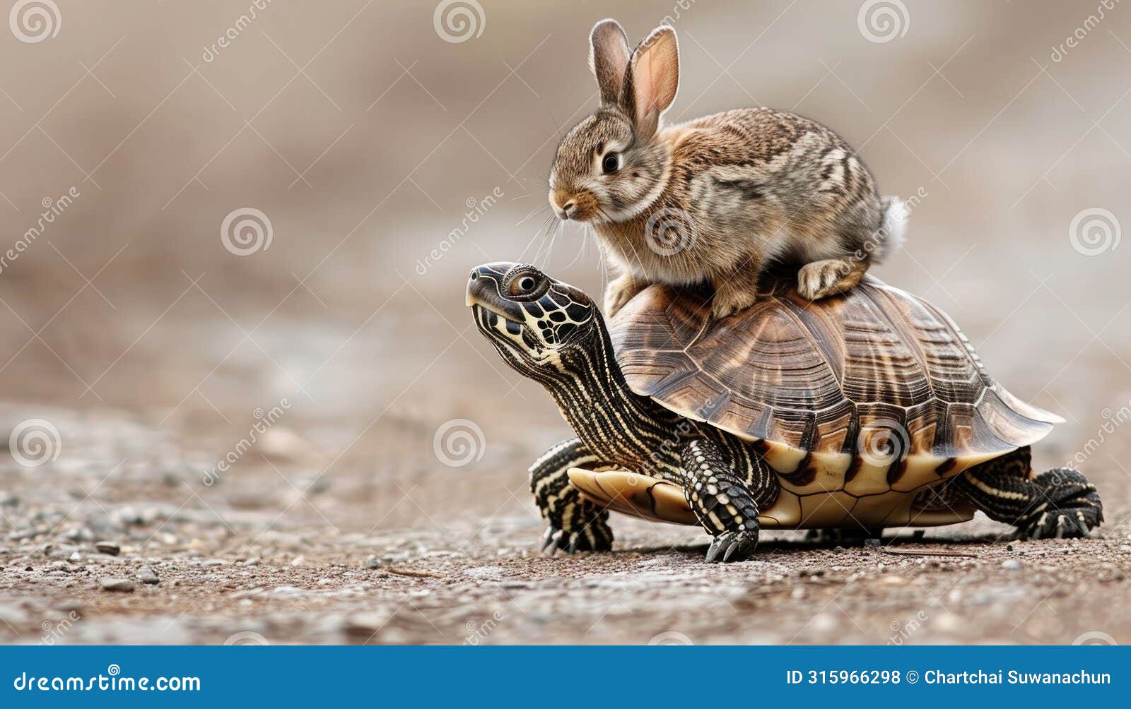 A Turtle and a Rabbit are on Top of Each Other by AI Generated Image ...
