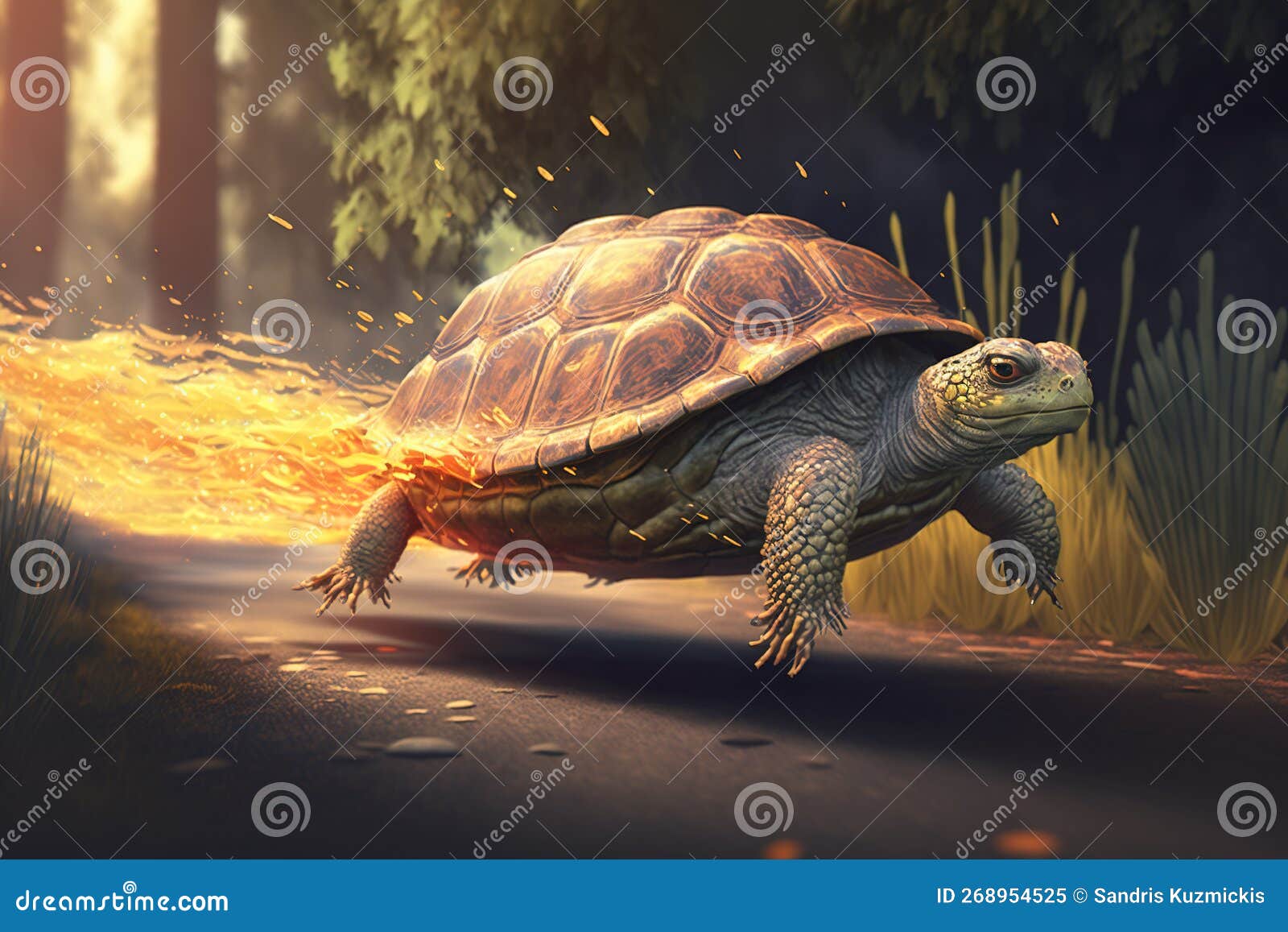 Turtle Running at Lightspeed. Generative AI Stock Illustration ...