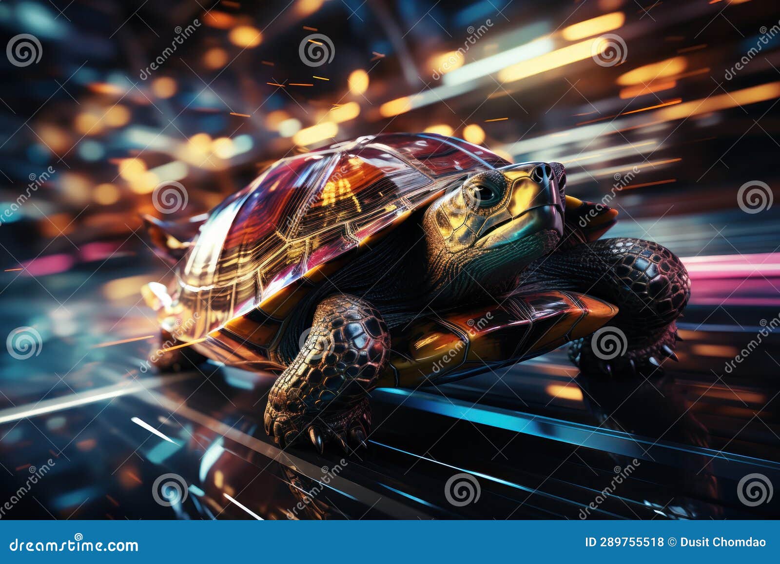 Turtle that Runs at the Speed of Light. Generative AI Stock Photo ...