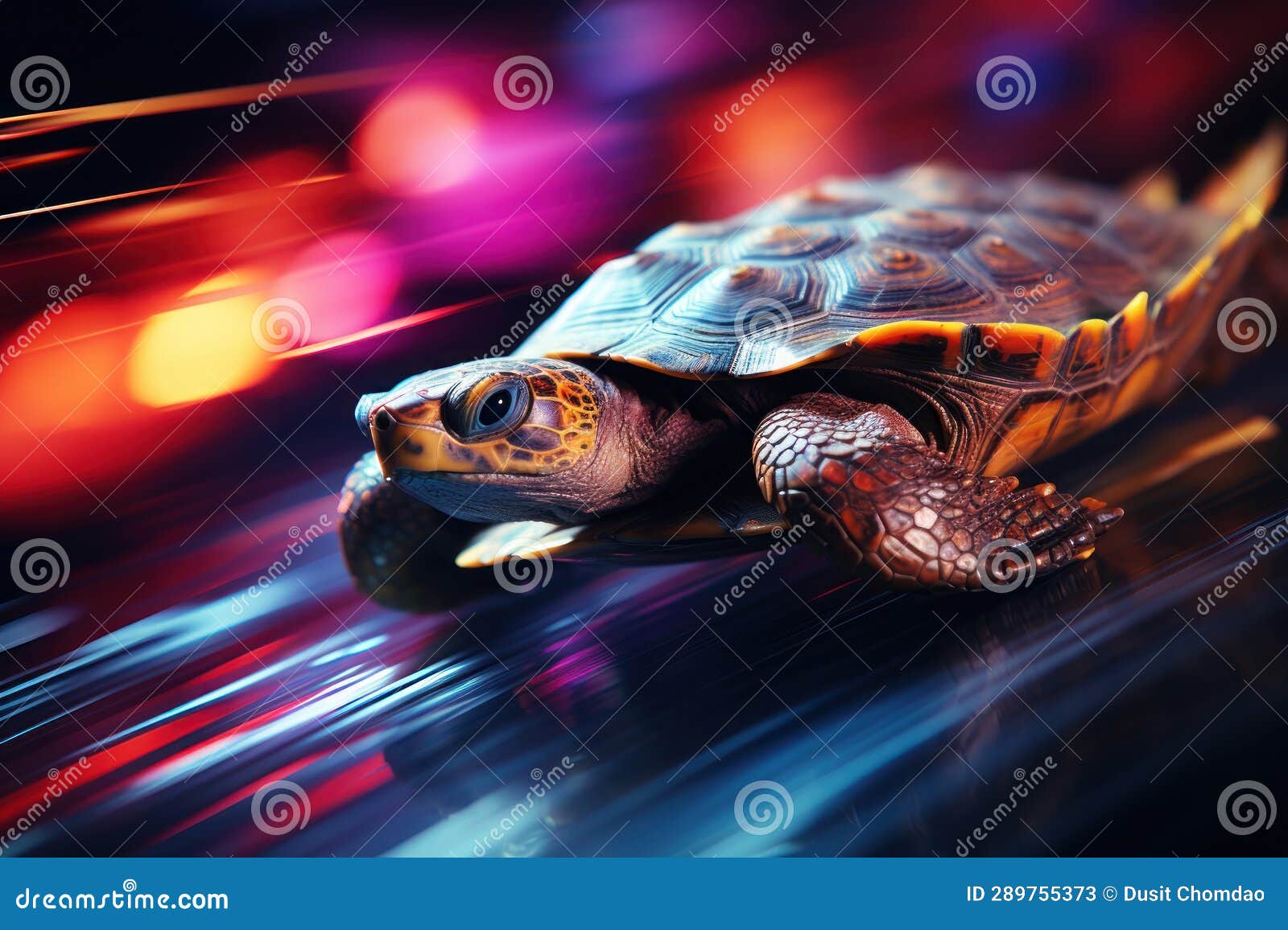 Turtle that Runs at the Speed of Light. Generative AI Stock ...