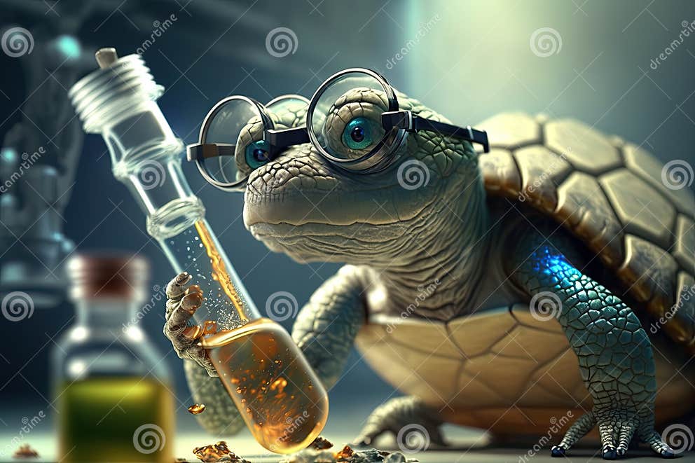 Turtle a Scientist in a Laboratory Stock Illustration - Illustration of ...
