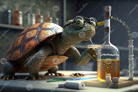 Turtle a Scientist in a Laboratory Stock Illustration - Illustration of ...