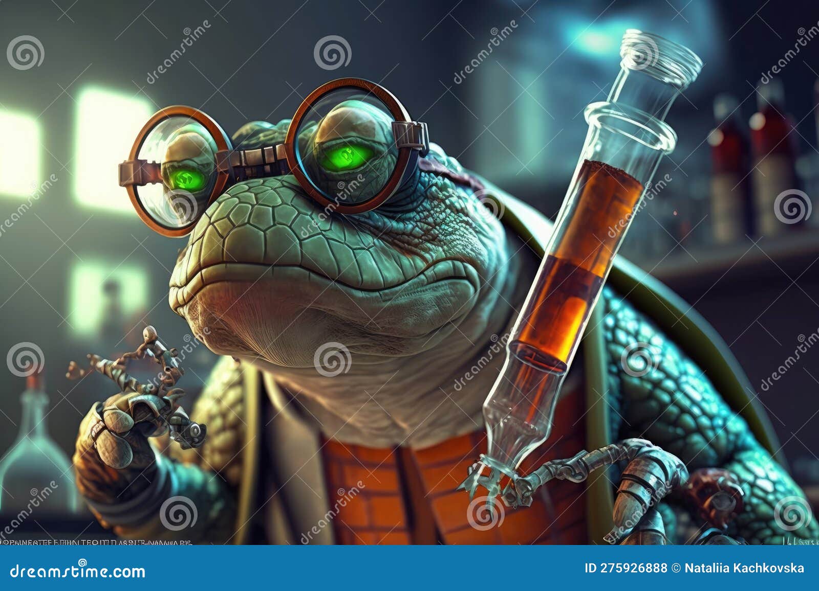 Turtle a Scientist in a Laboratory Stock Illustration - Illustration of ...