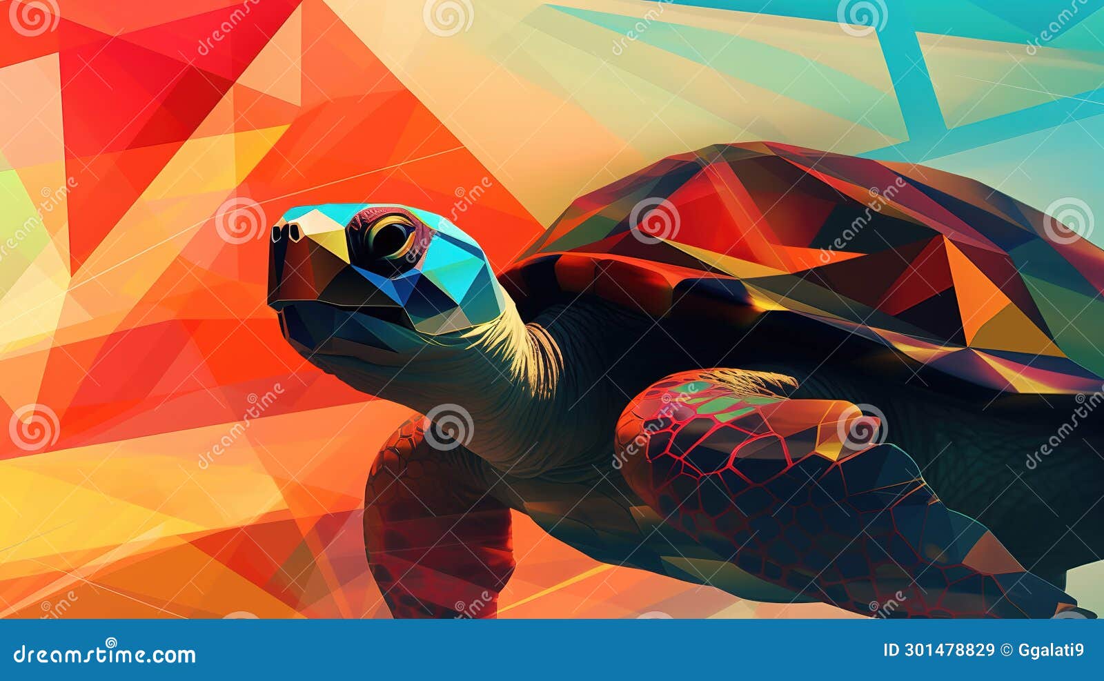 Turtle Shading Artwork in a Geometrical Design, Ai Generated Image ...