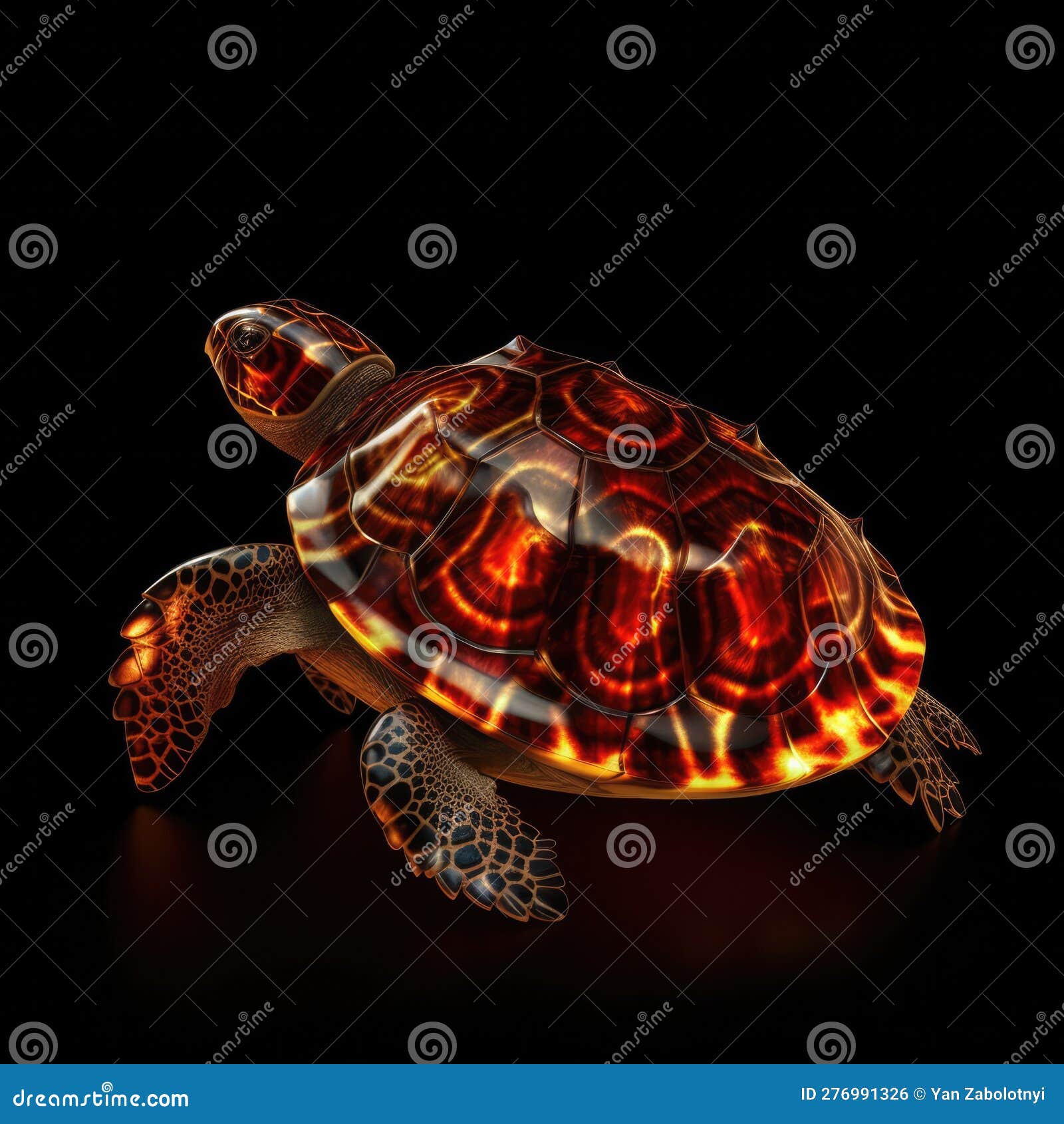 Turtle Shape in Red Fire on Black Background. Generative AI Stock ...