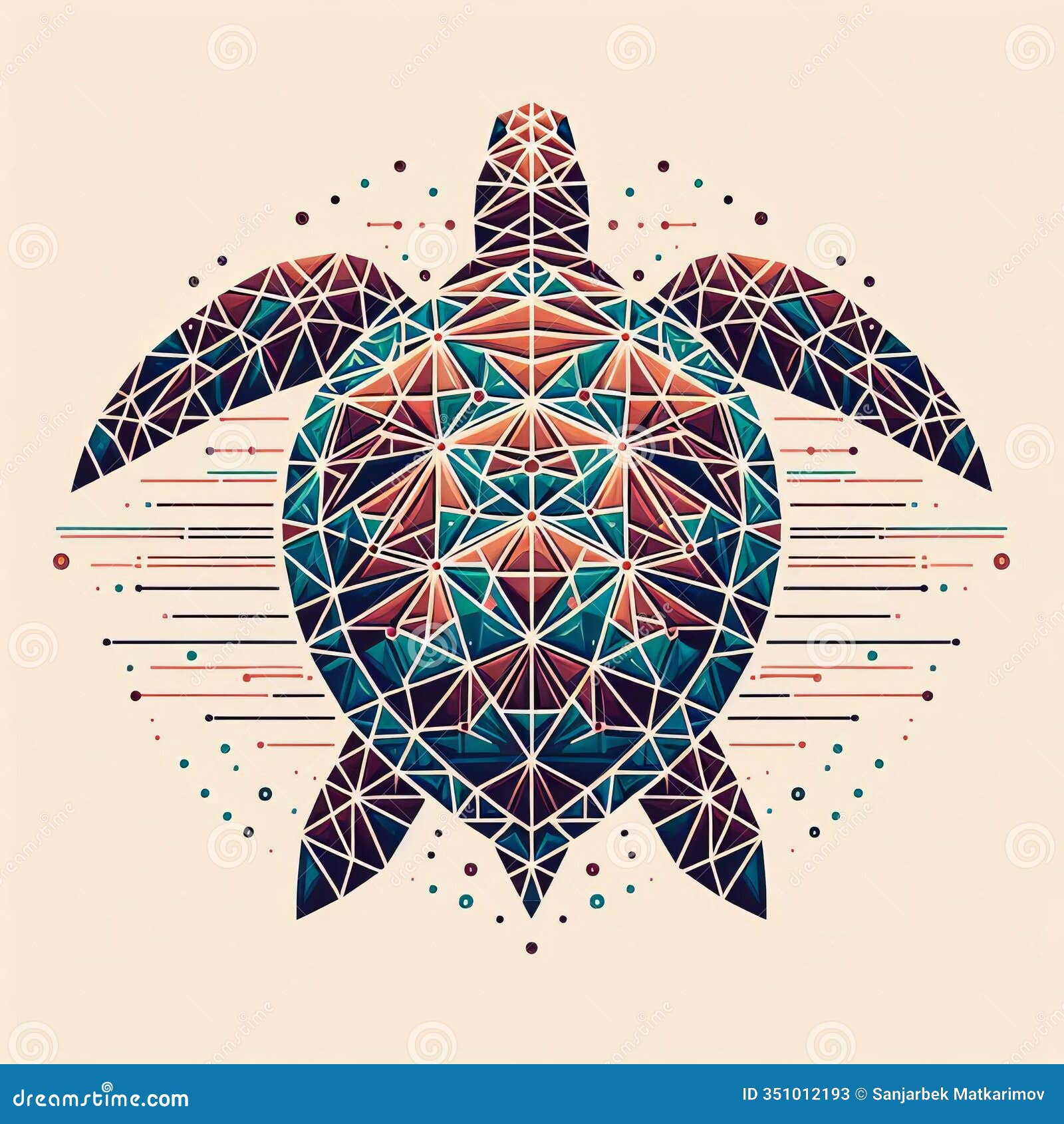 Turtle Shapes Rendered with Geometric Patterns and Lines Blendin Stock ...