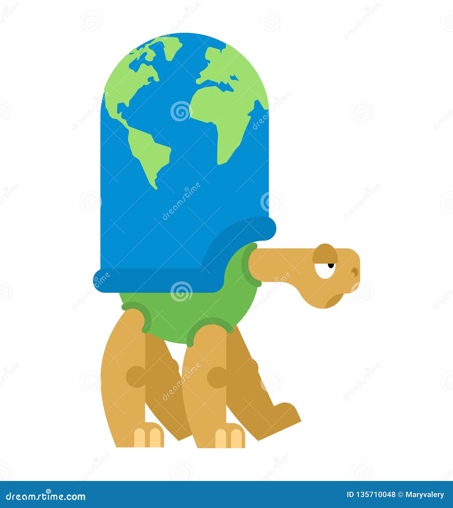 Turtle Shell Earth. Amphibian Map of Planet Shell Stock Vector ...