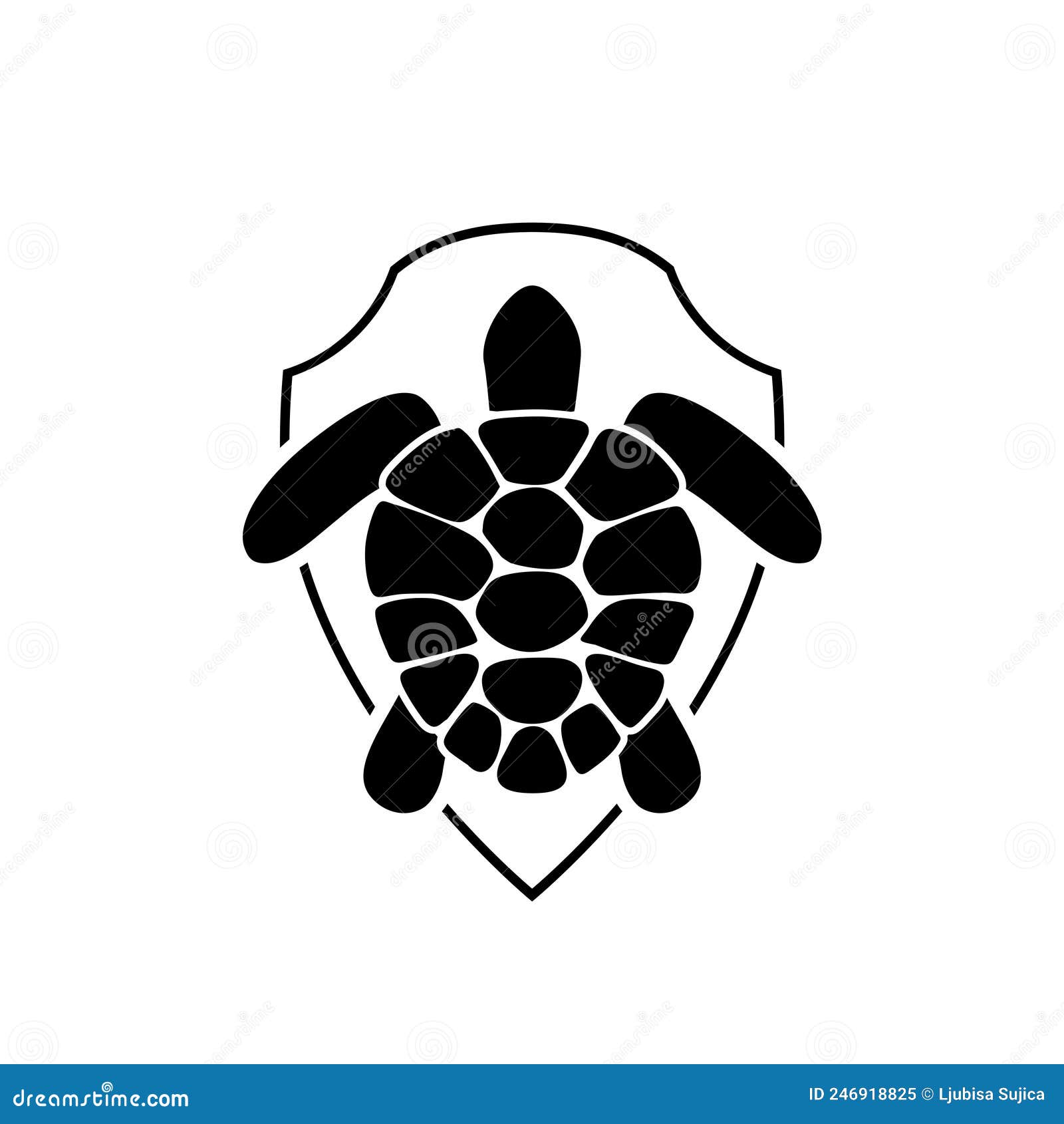 Turtle on Shield Icon Isolated on White Background Stock Illustration ...