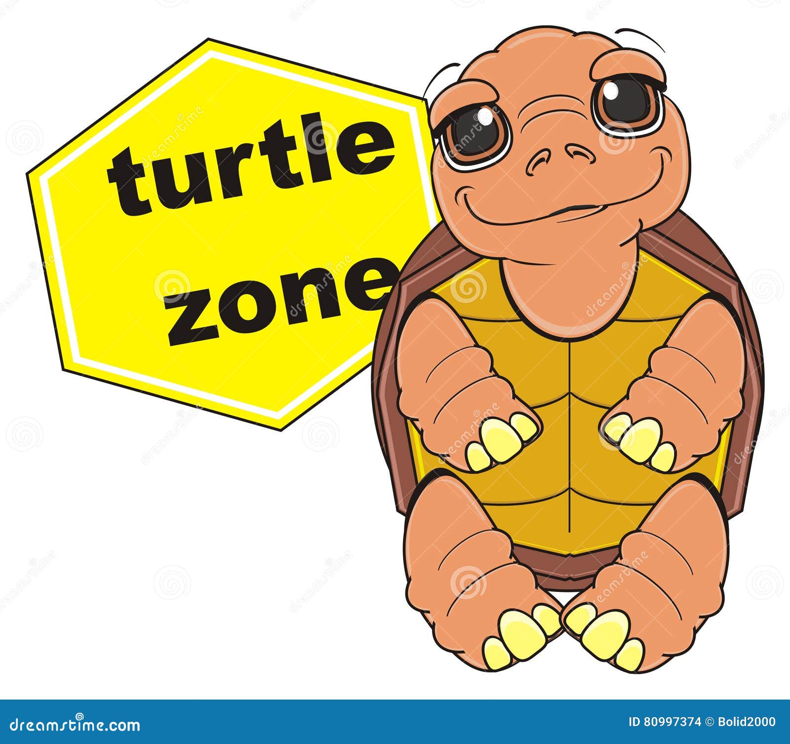 Turtle with Sign Turtle Zone Stock Illustration - Illustration of wild ...