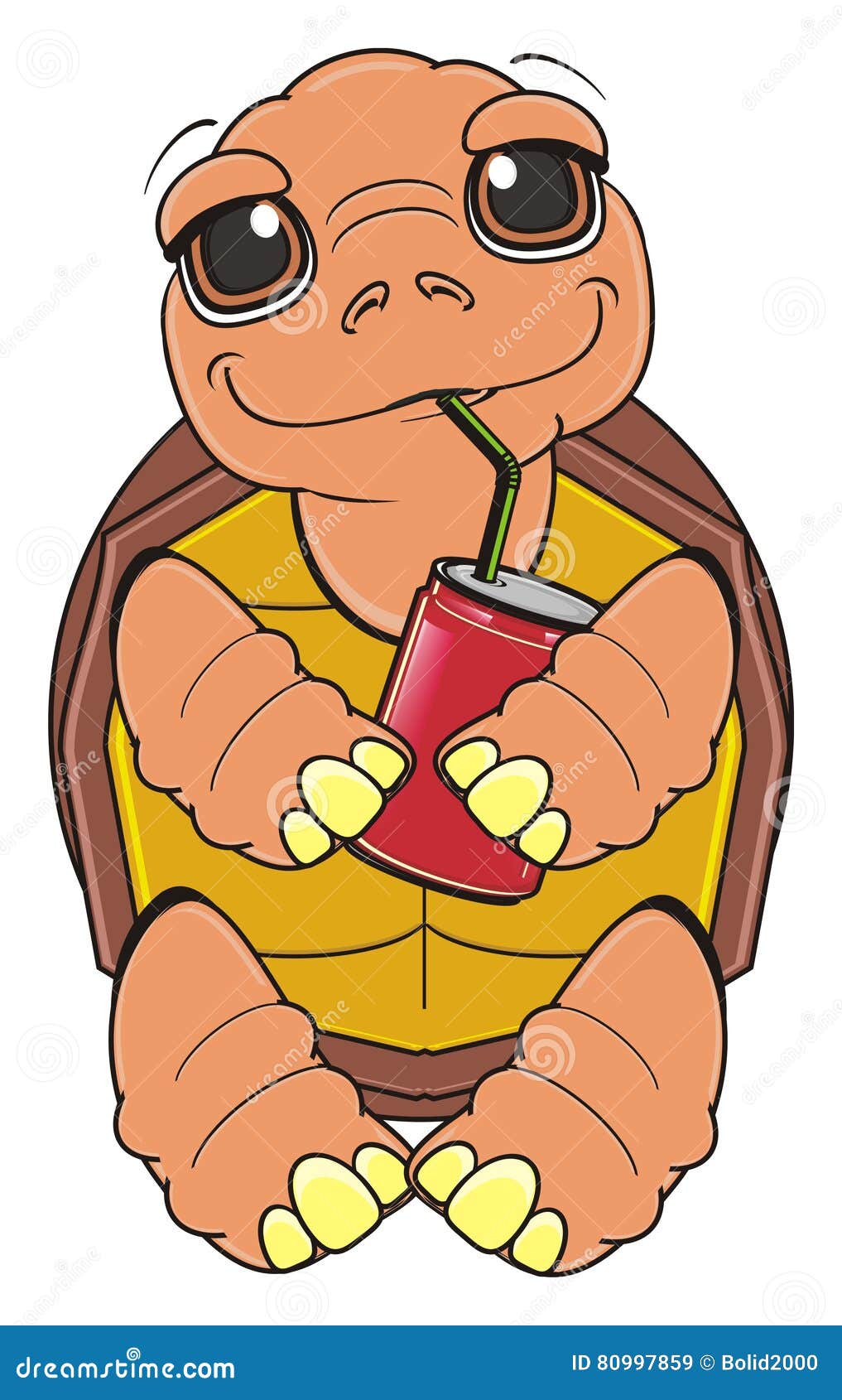 Turtle with soda tin stock illustration. Illustration of animal - 80997859
