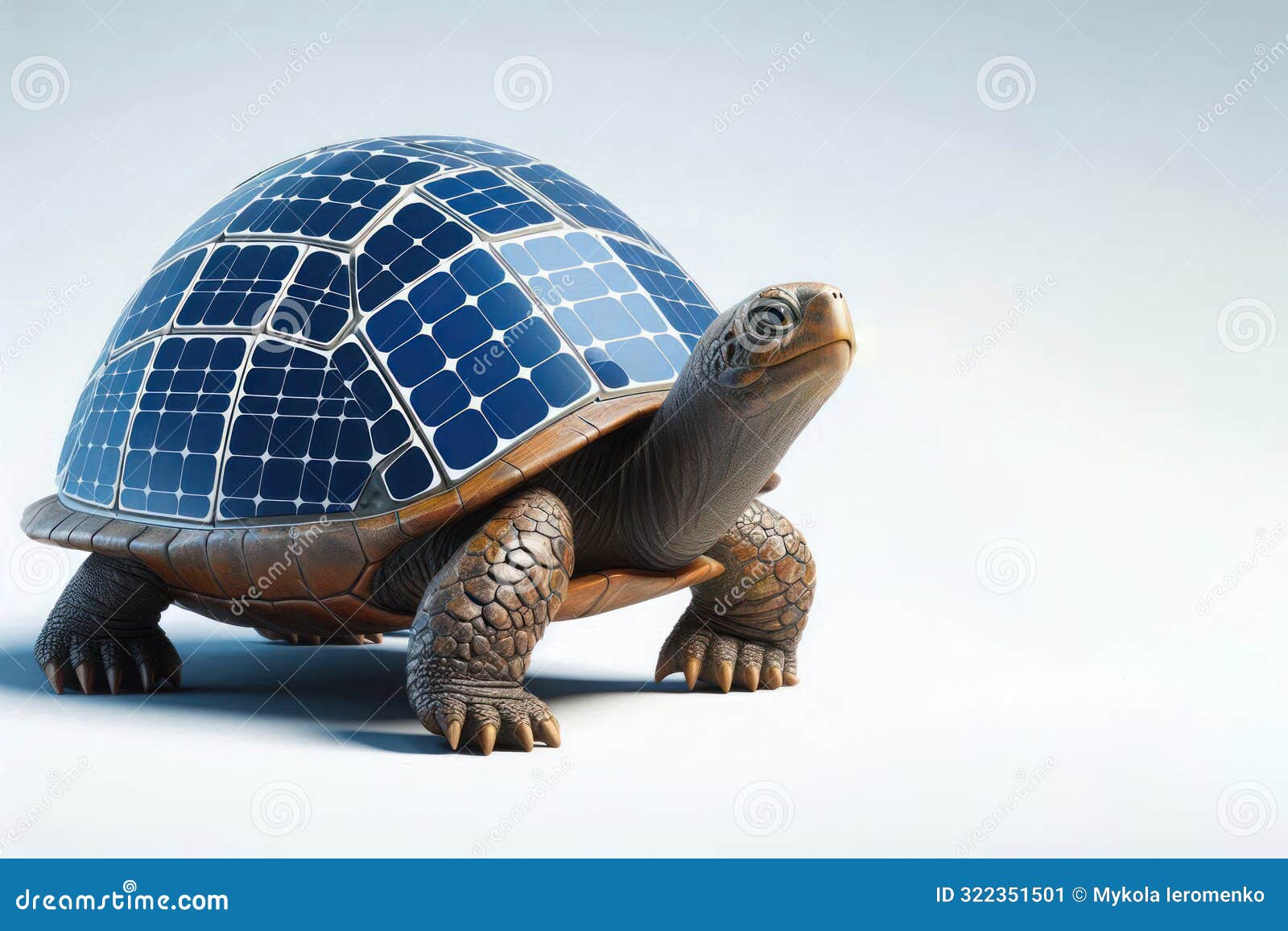 Turtle with Solar Panels on Its Back. Space for Text. Stock Image ...