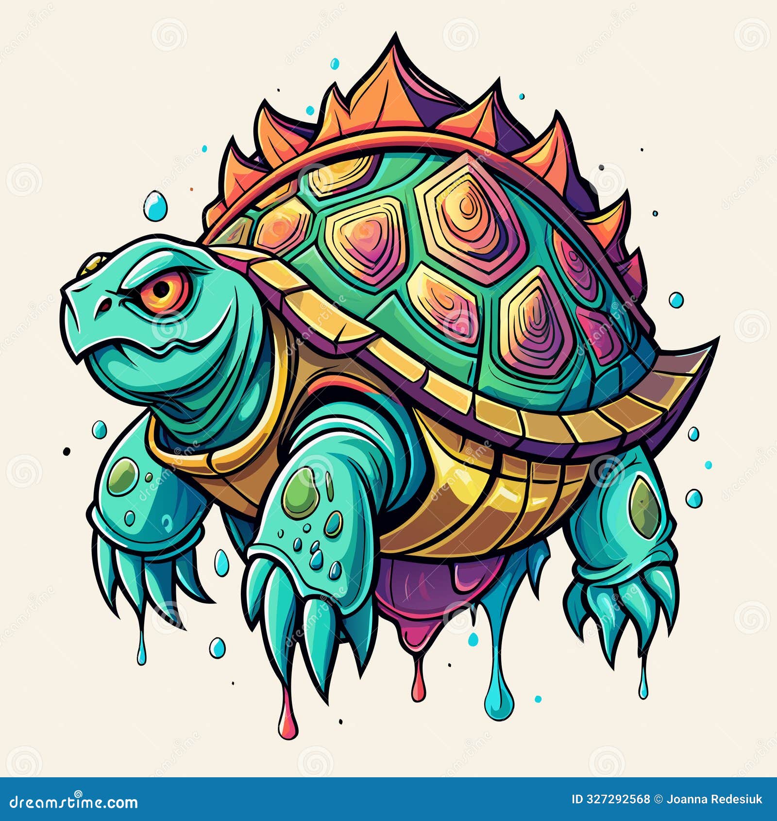 A Turtle with Spikes on Its Shell and Dripping Colors from Its Claws ...