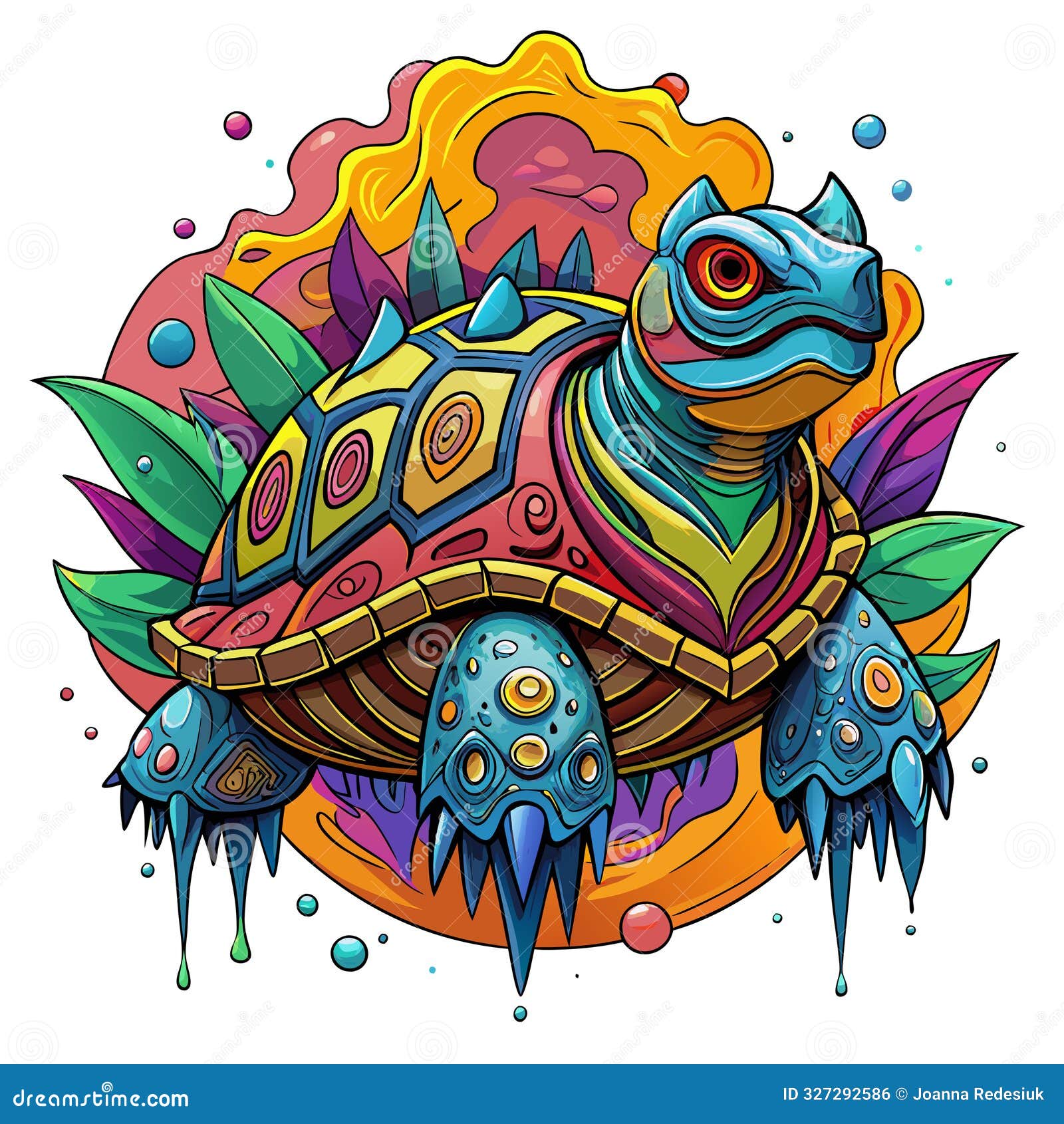 A Turtle with Spikes on Its Shell and Dripping Colors from Its Claws ...