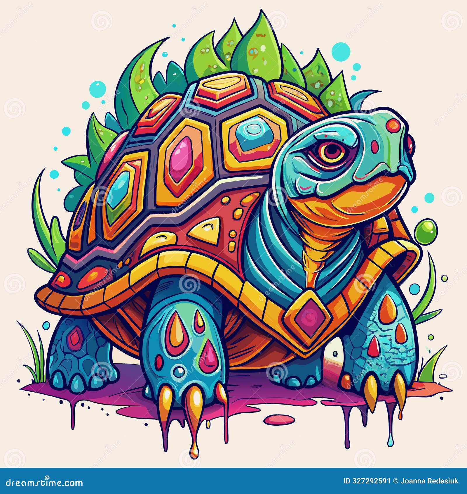 A Turtle with Spikes on Its Shell and Dripping Colors from Its Claws ...