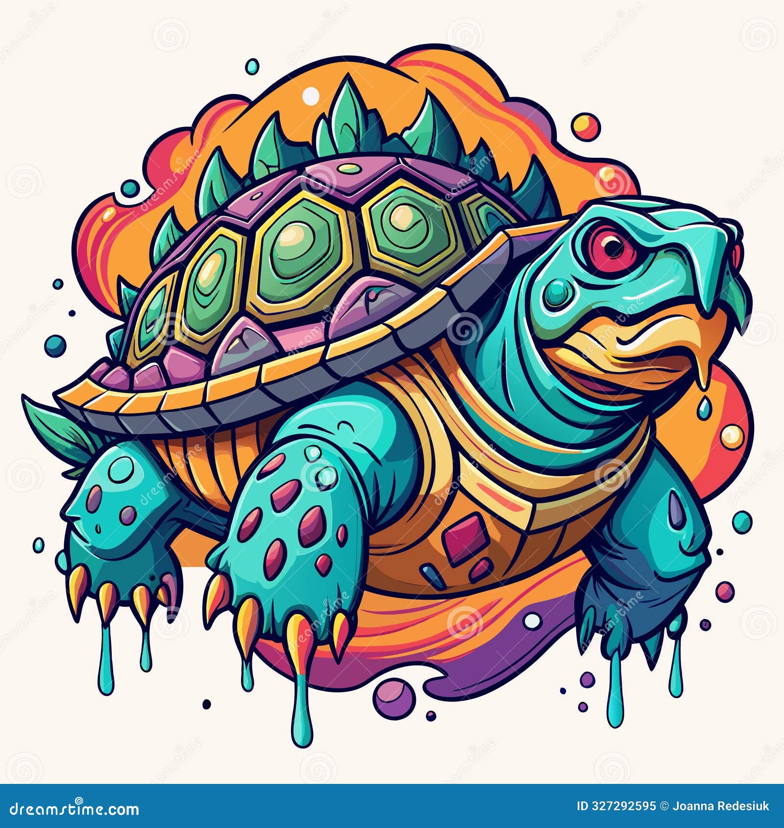 A Turtle with Spikes on Its Shell and Dripping Colors from Its Claws ...