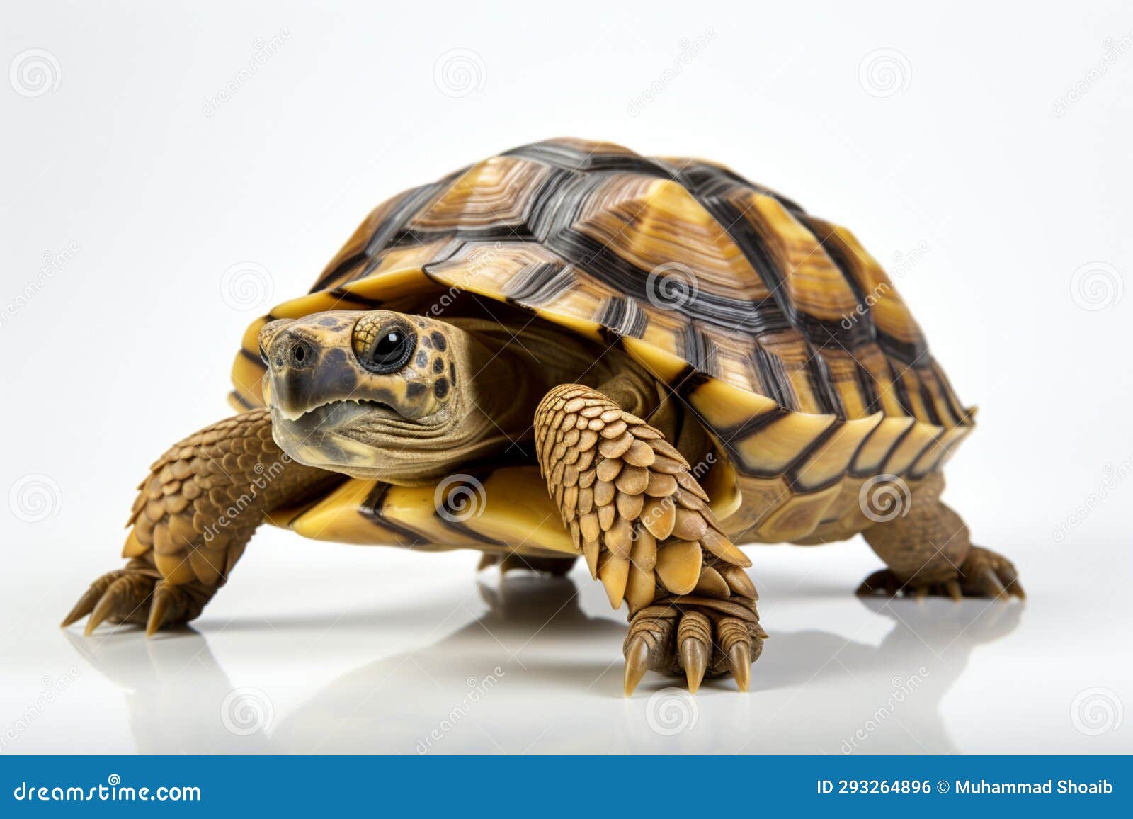 Turtle Stands On Its Hind Legs And Waves Affably. Character On A White ...