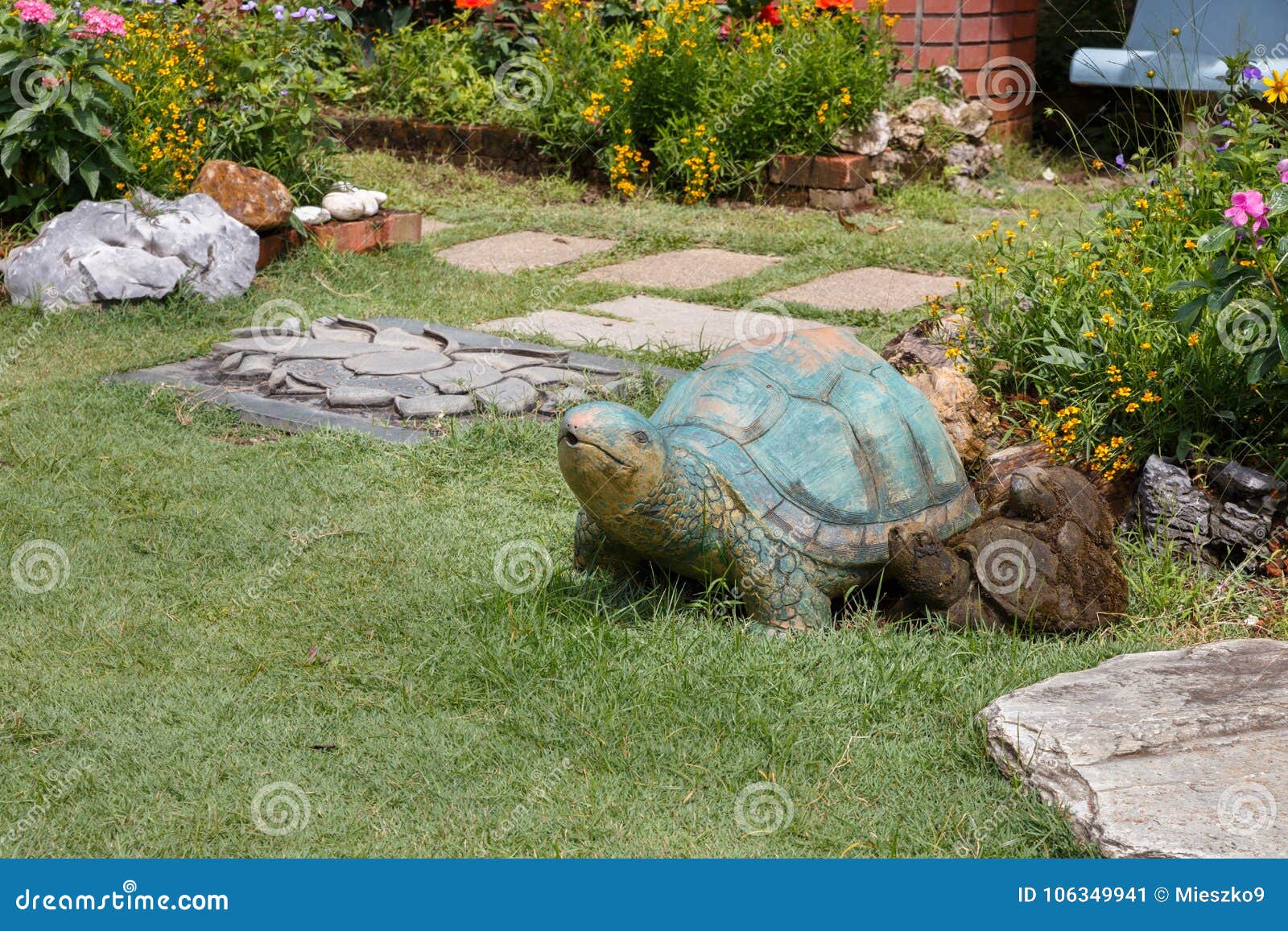 Turtle Statue in the park. stock image. Image of ceramic - 106349941