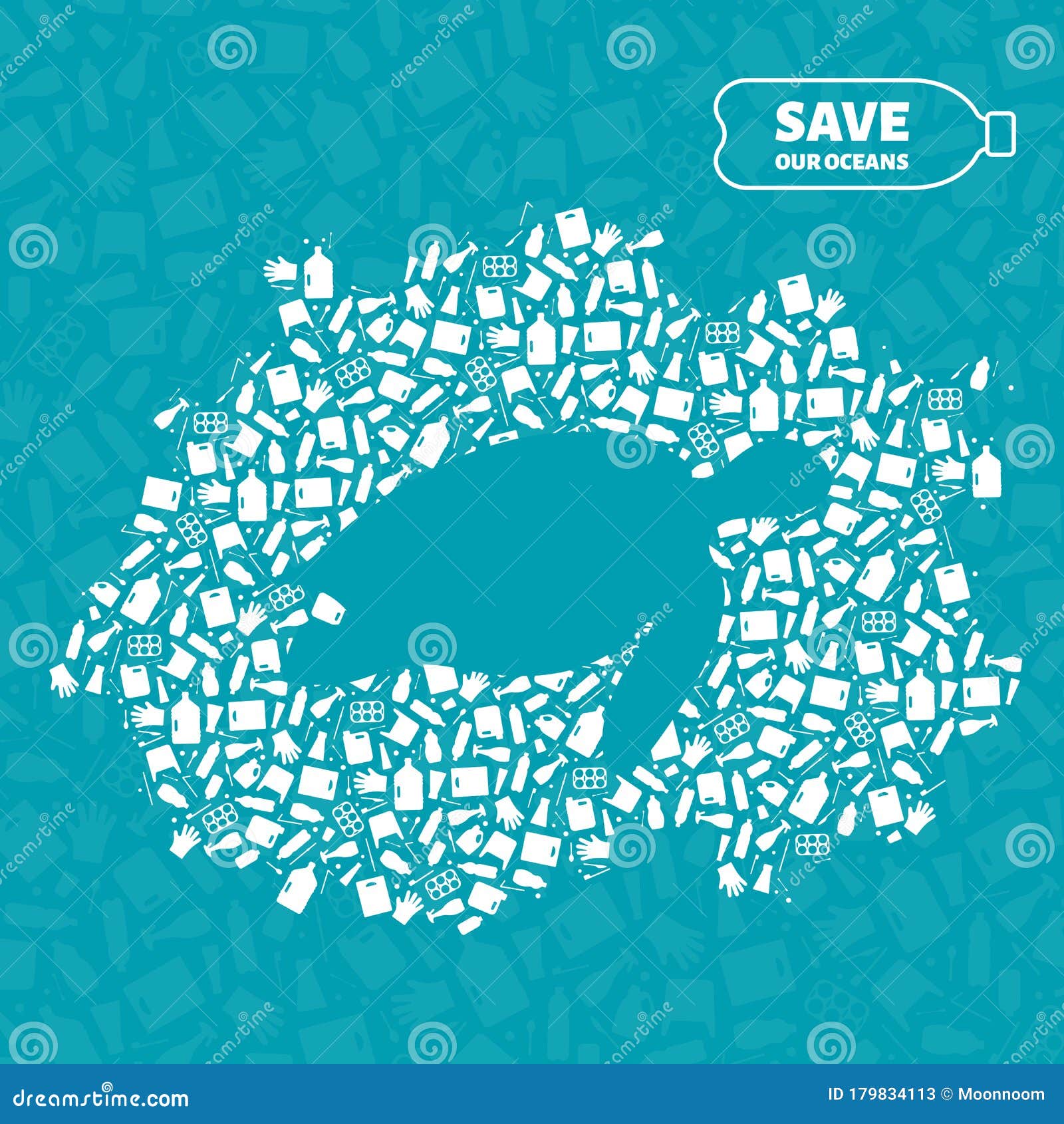Turtle Stop Ocean Plastic Pollution Concept Stock Vector - Illustration ...