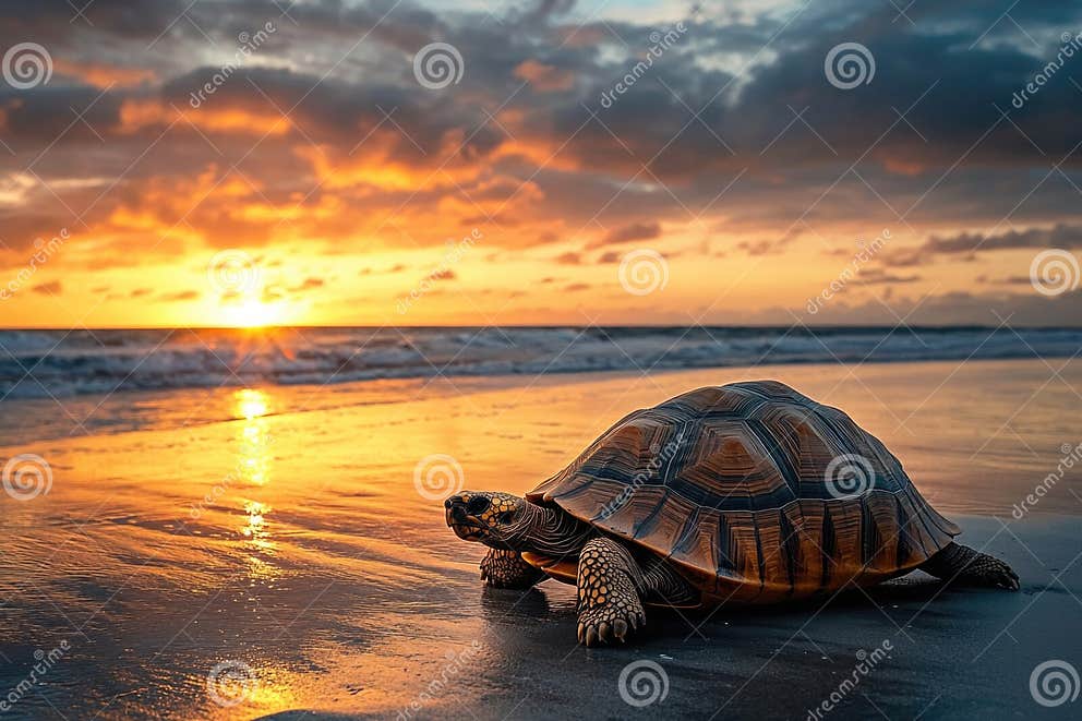 Turtle Sunset Beach stock photo. Image of motion, beachfront - 358515354