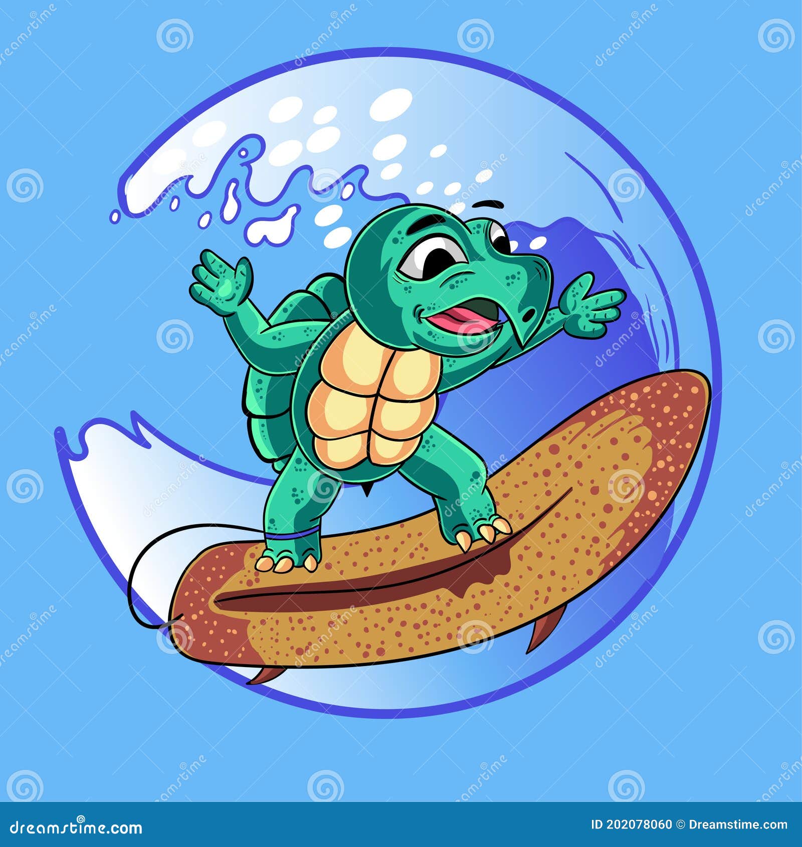 Turtle Surfing Vector Illustration Stock Vector - Illustration of ...