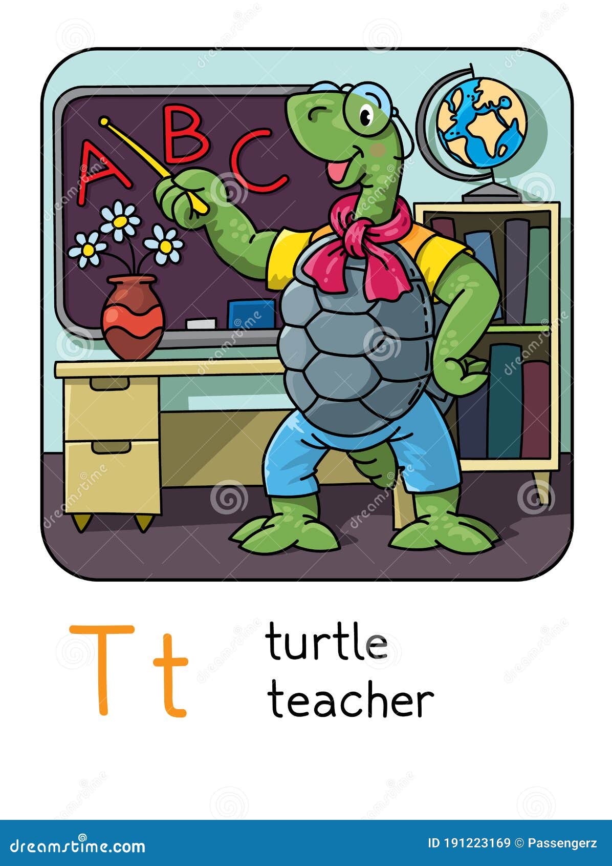 Turtle Teacher. Animals Profession ABC. Alphabet T Stock Vector ...