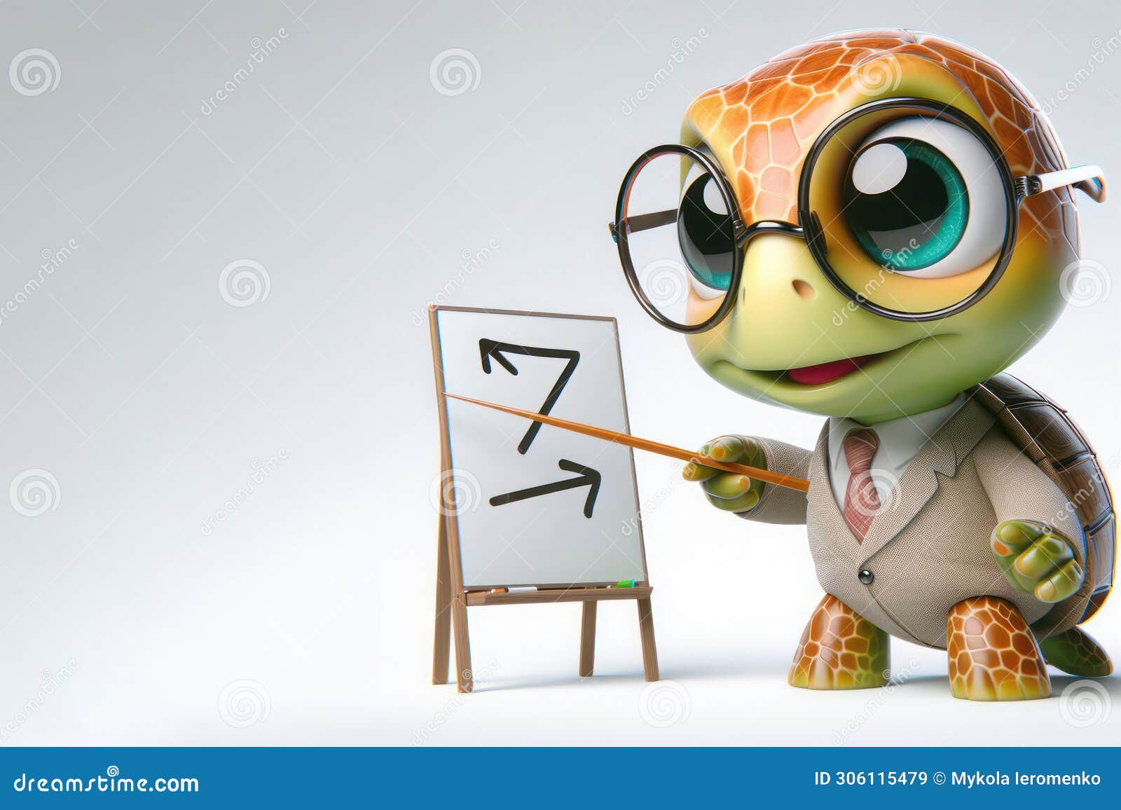Turtle Teacher with Glasses and a Pointer. Place for Text. Stock Image ...