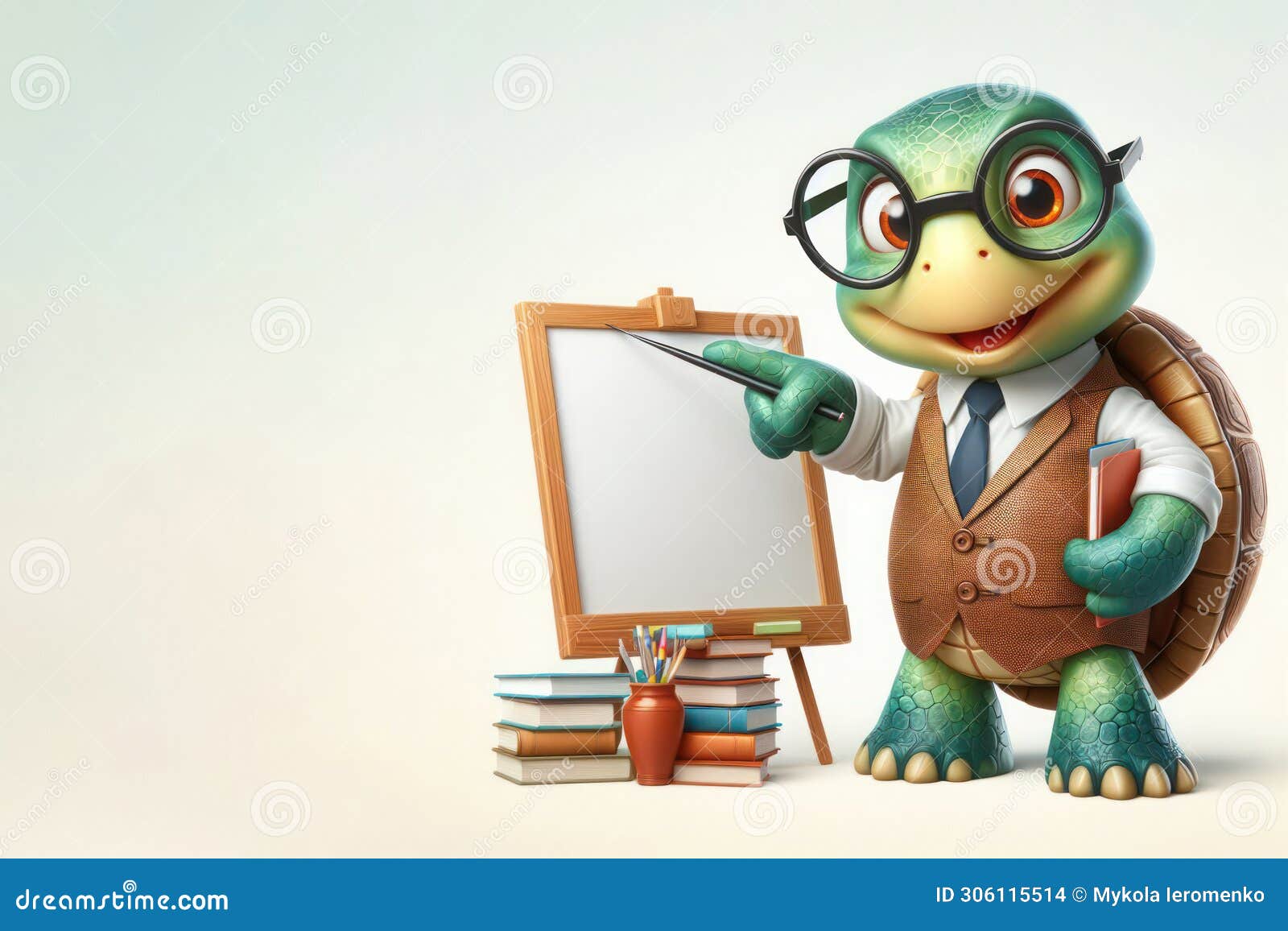 Turtle Teacher Near the Teaching Board. Place for Text. Stock Photo ...