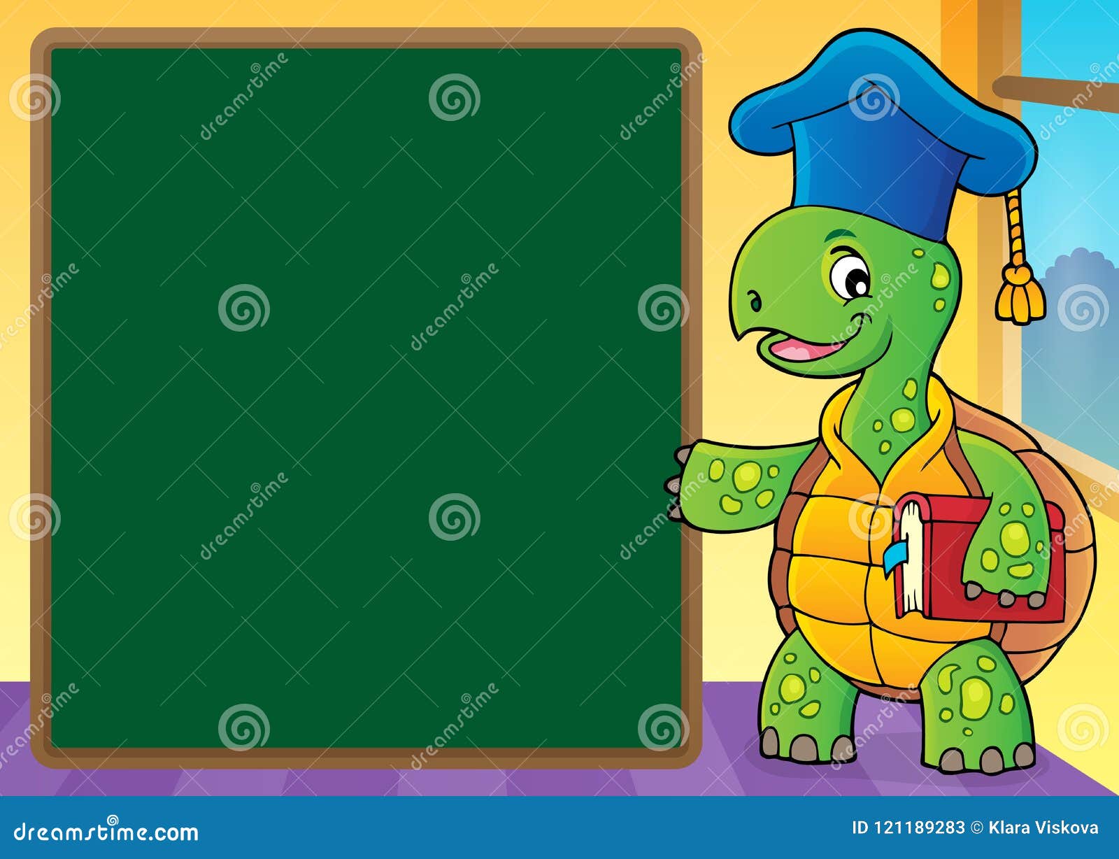Turtle Teacher Isolated Coloring Page For Kids Cartoon Vector ...